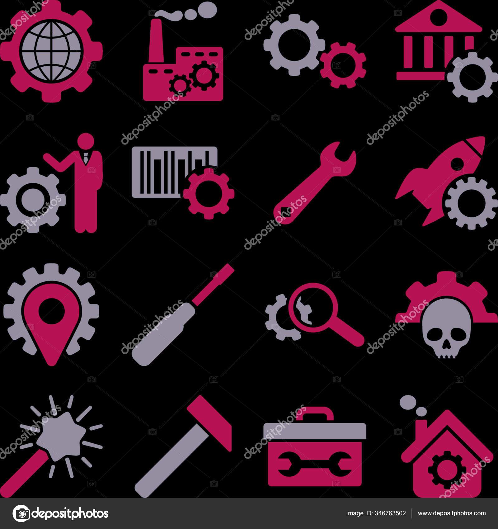 Options Service Tools Icon Set Vector Style Flat Bicolor Symbols Stock ...