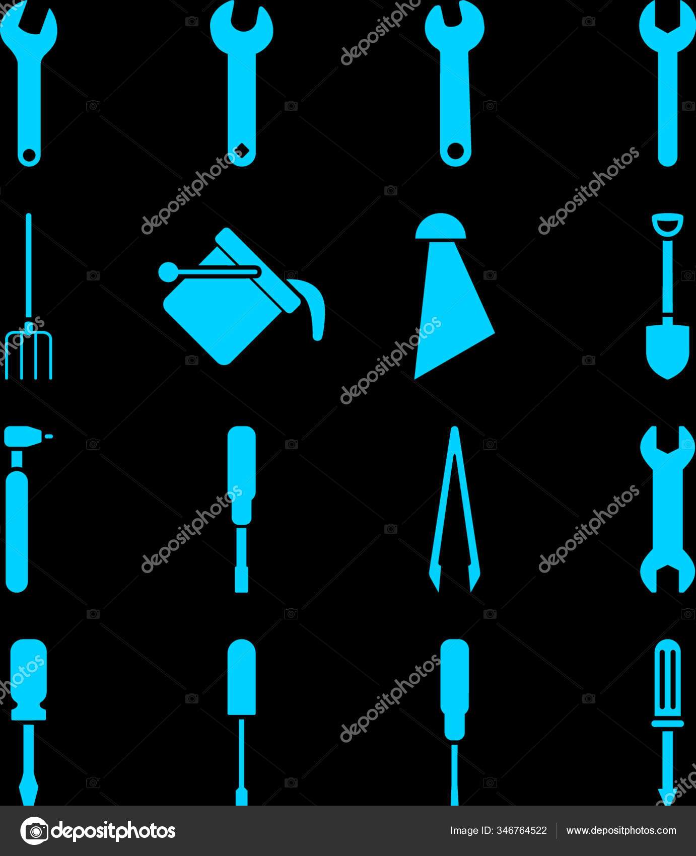 Instruments Tools Icon Set Vector Style Flat Symbols Orange Color Stock ...