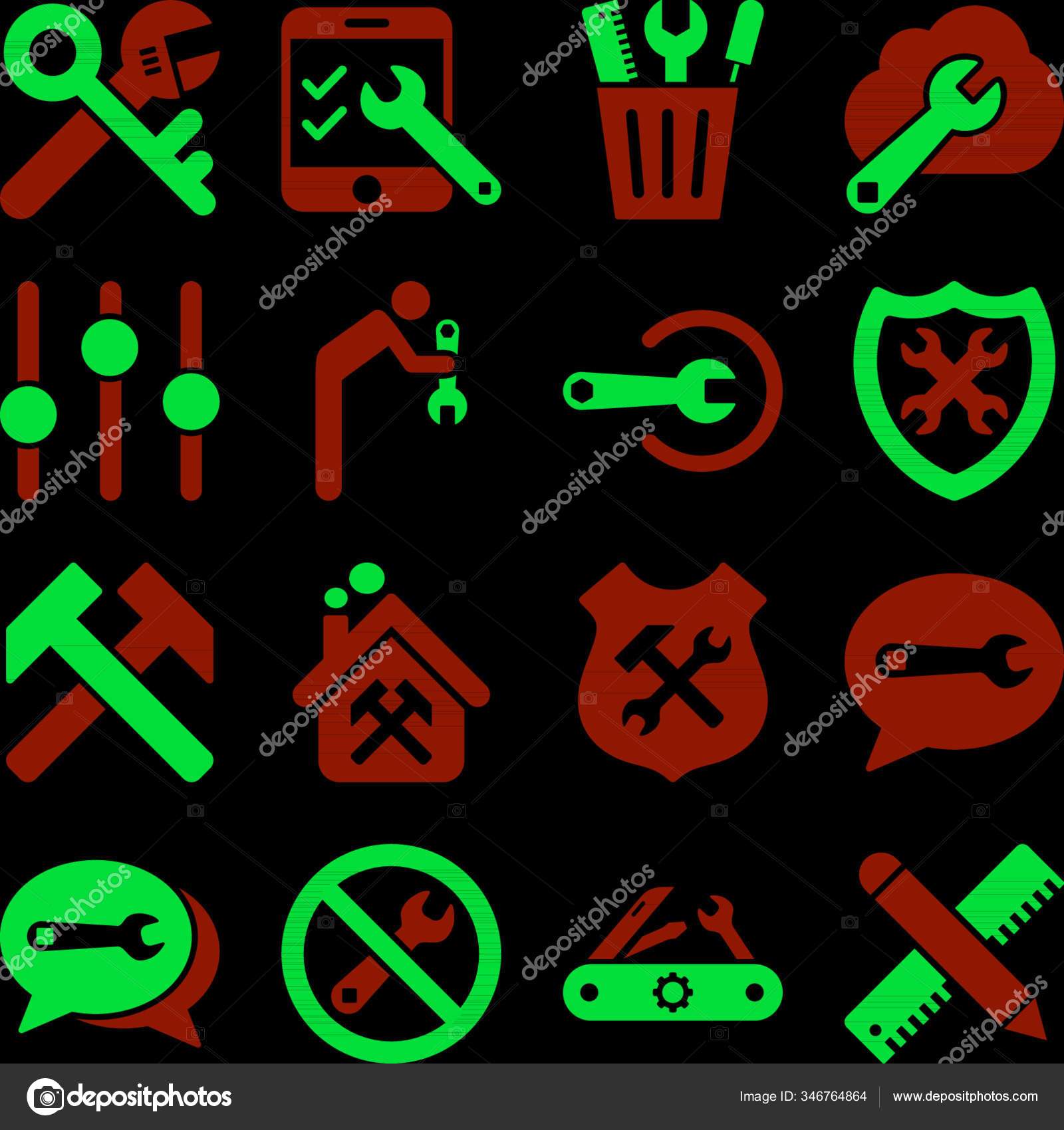 Options Service Tools Icon Set Vector Style Flat Bicolor Symbols Stock ...
