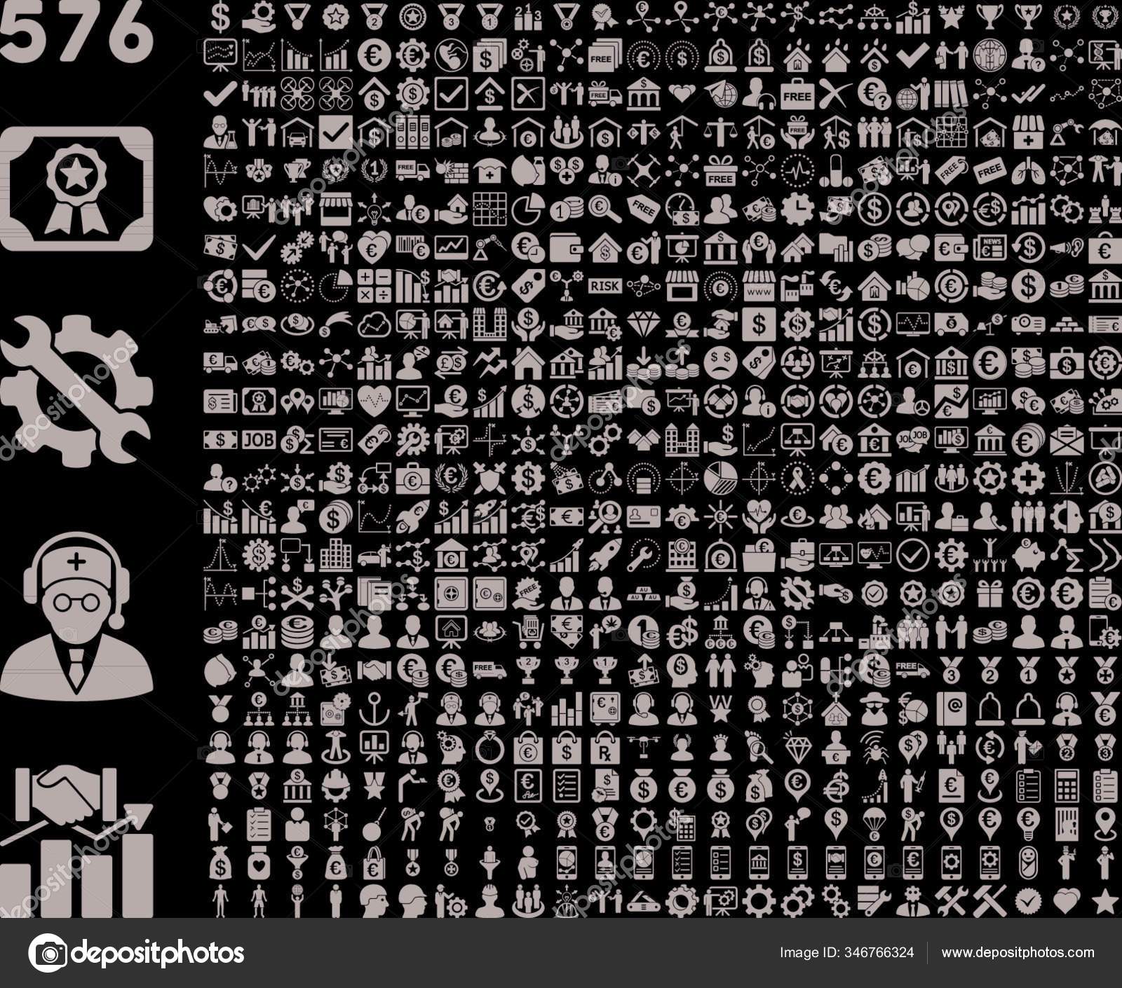 Toolbar Icon Set 576 Flat Icons Use Black Color Vector Stock Vector by ©YAYImages 346766324