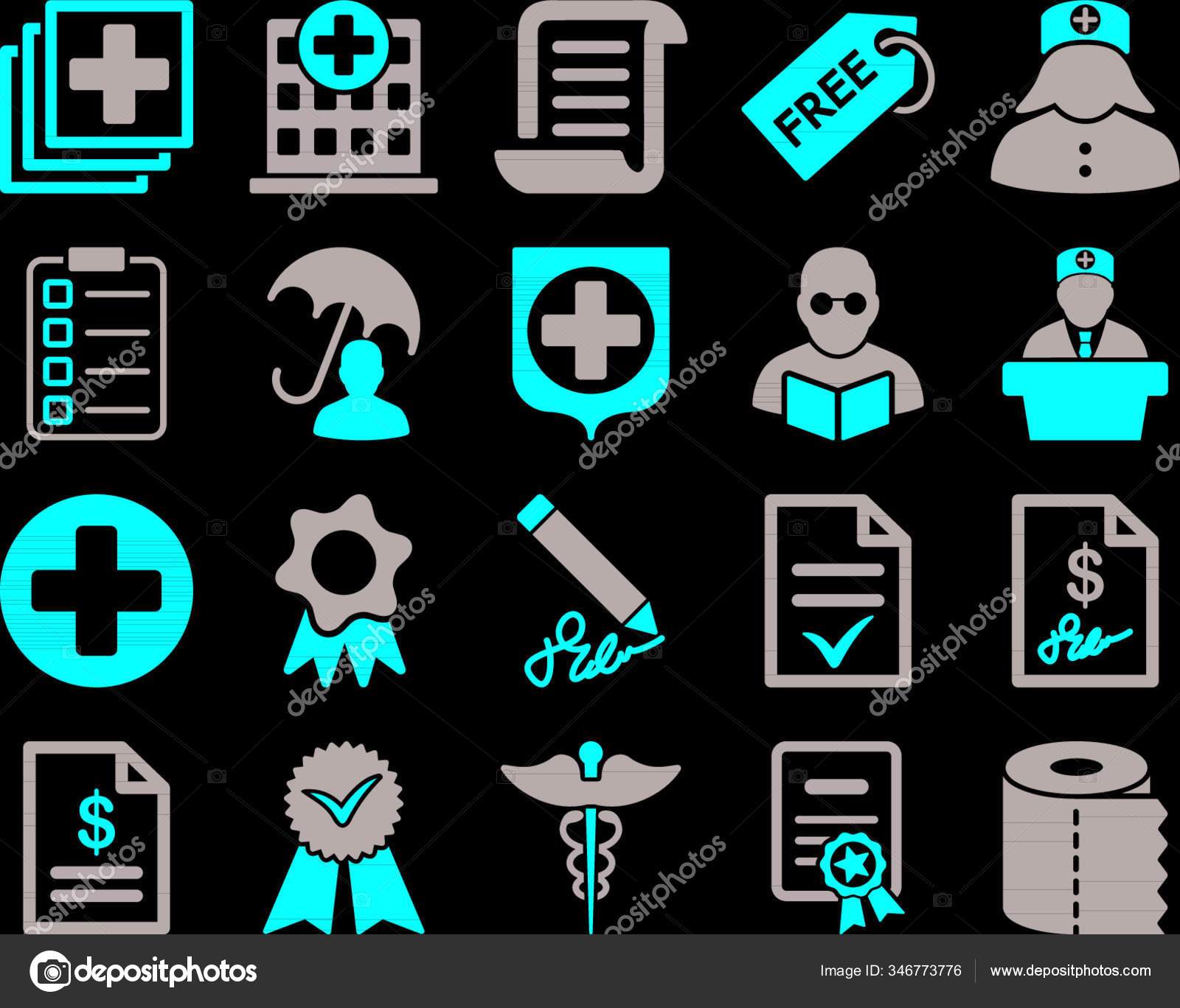 Medical Icon Set Style Bicolor Icons Drawn Intensive Red Black Stock ...