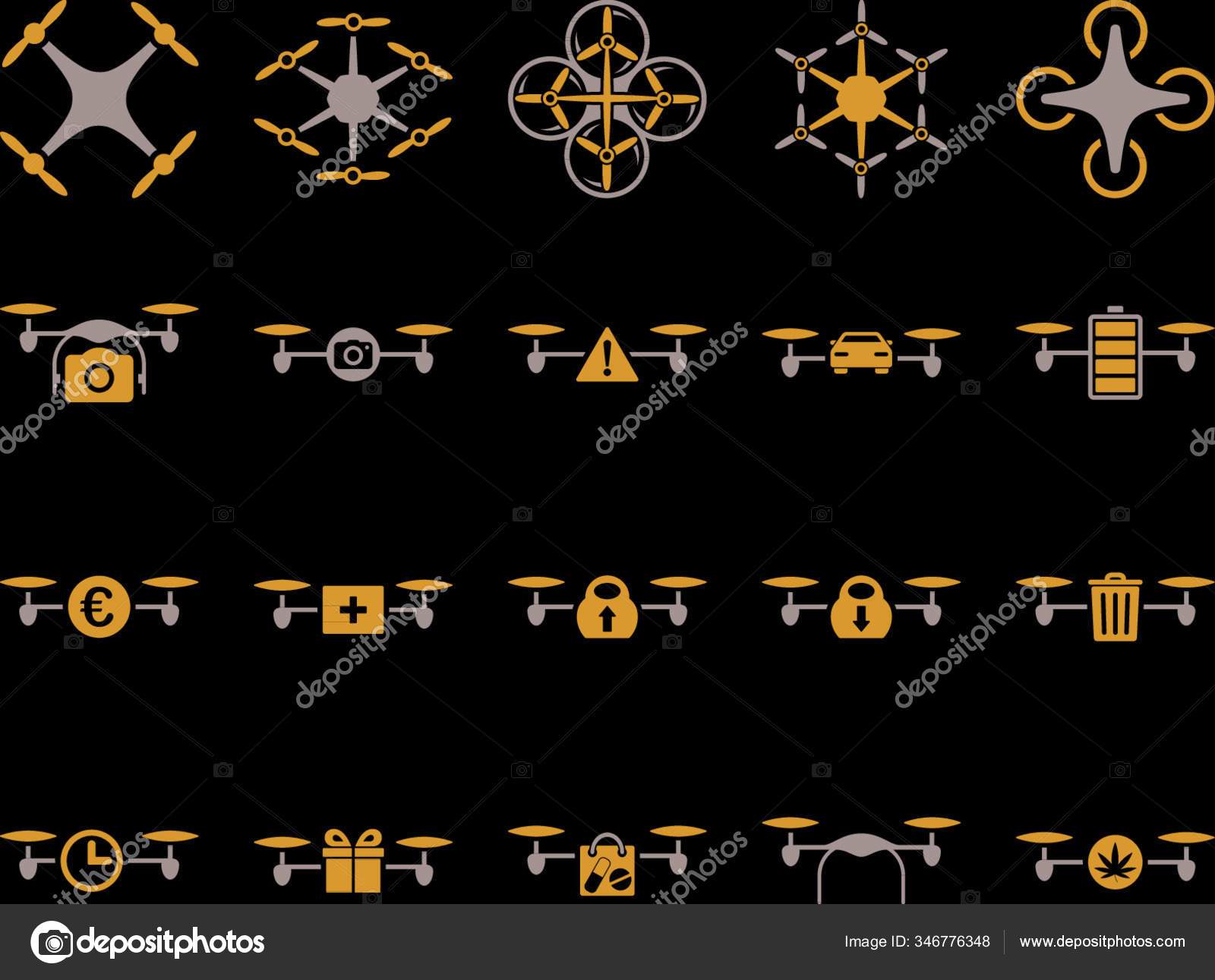 Air Drone Quadcopter Tool Icons Icon Set Style Flat Vector Stock Vector by ©YAYImages 346776348