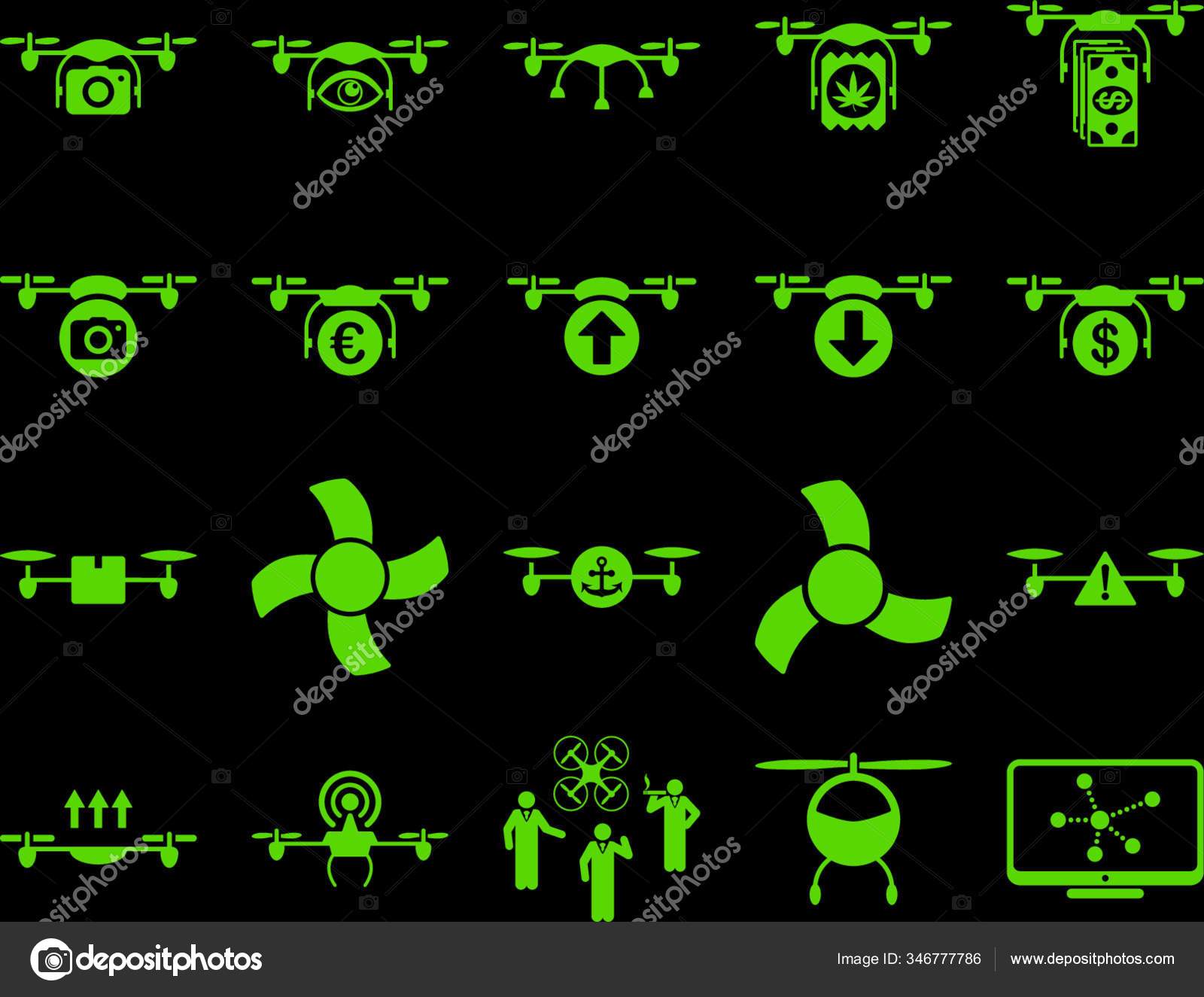 Air Drone Quadcopter Tool Icons Icon Set Style Flat Vector Stock Vector ...