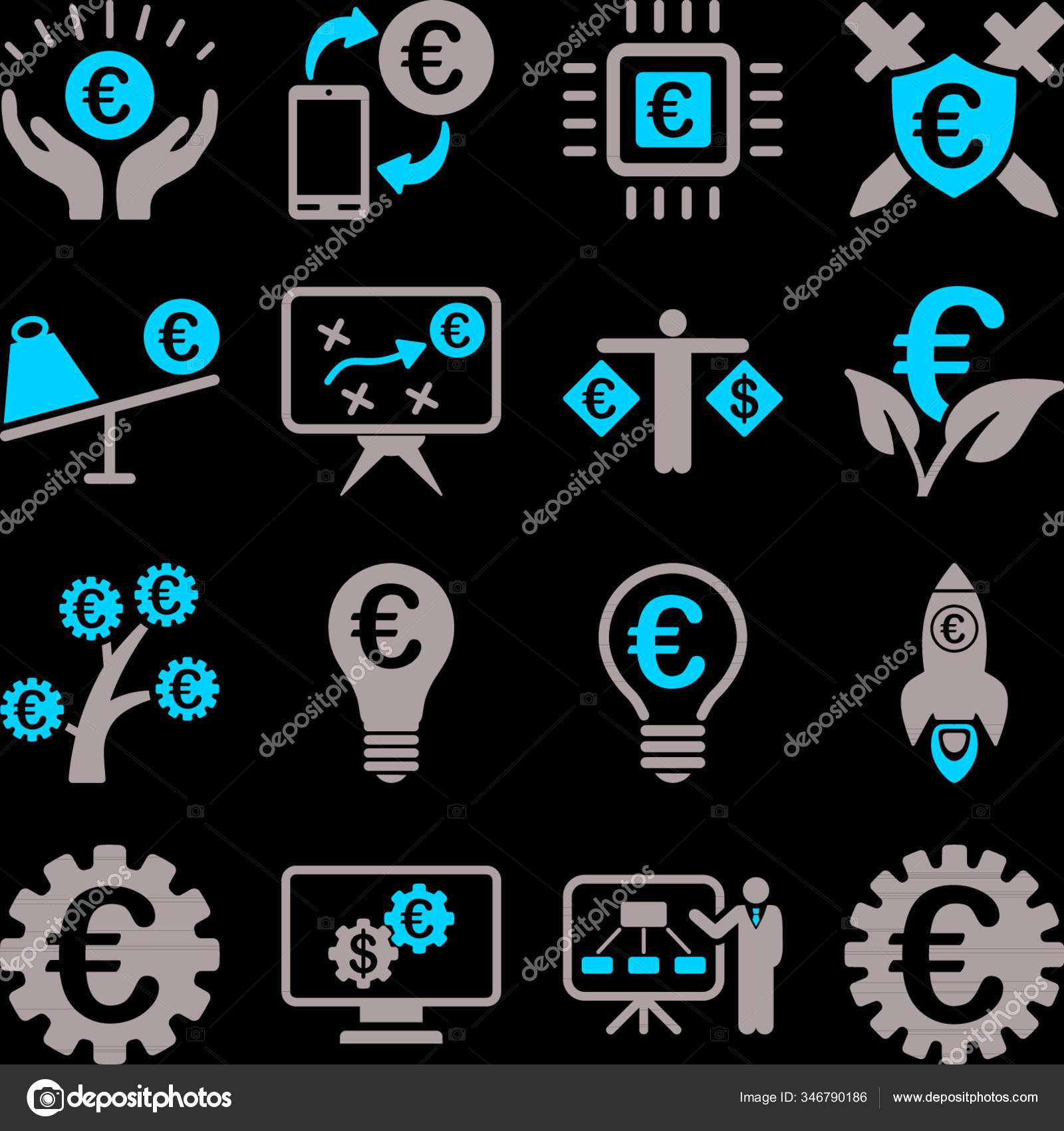 Euro Banking Business Service Tools Icons Flat Bicolor Icons Use Stock ...