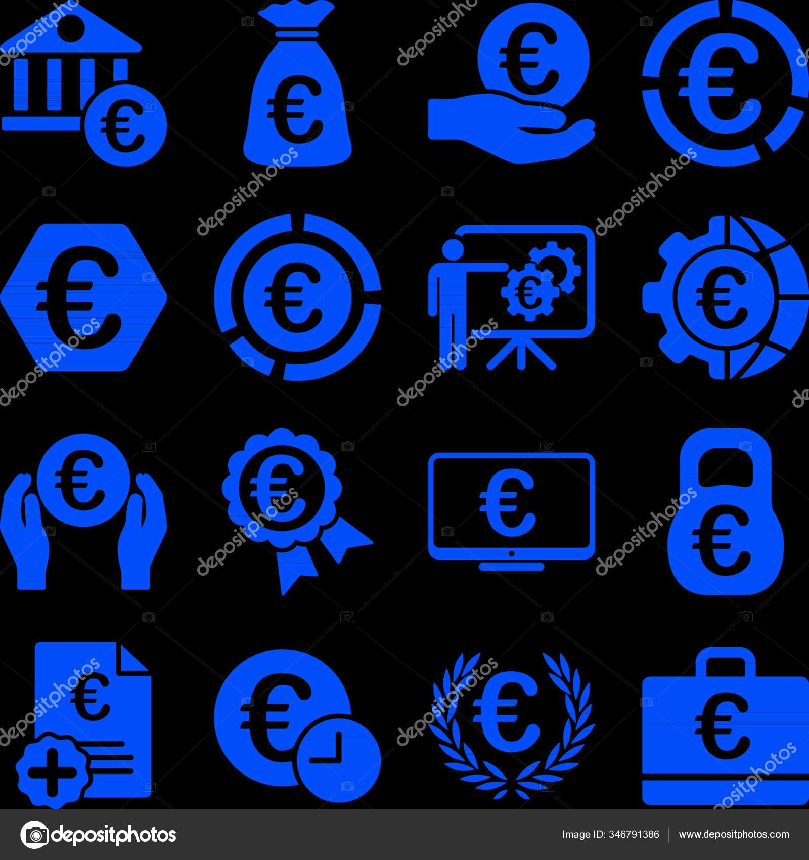 Euro Banking Business Service Tools Icons Flat Icons Use Yellow Stock ...