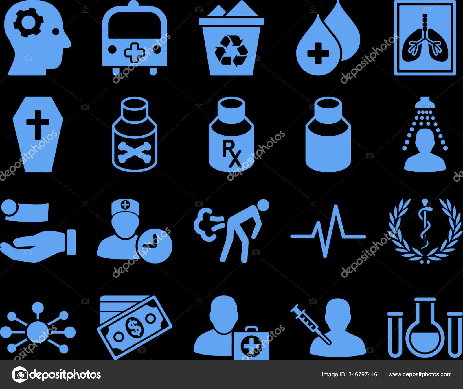 Medical Icon Set Style Icons Drawn Brown Color White Background Stock ...