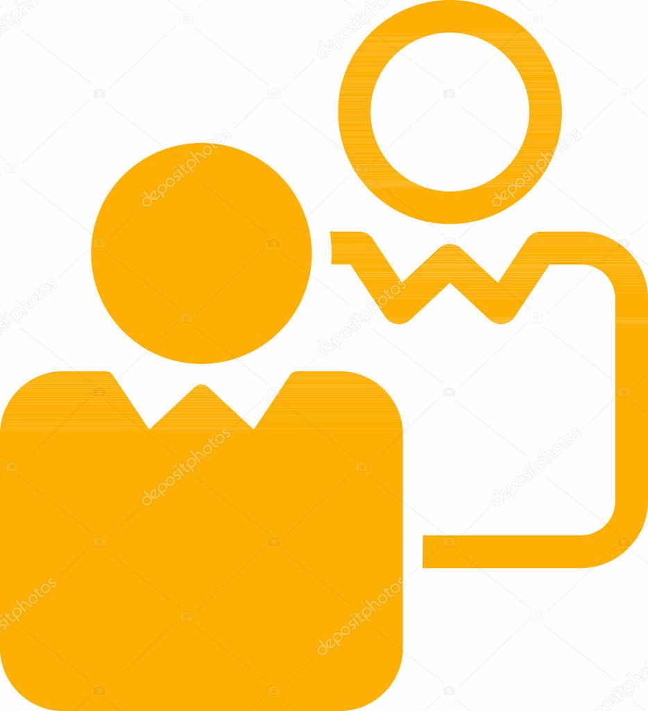 Icono de clientes. Este símbolo vectorial plano utiliza color amarillo ...