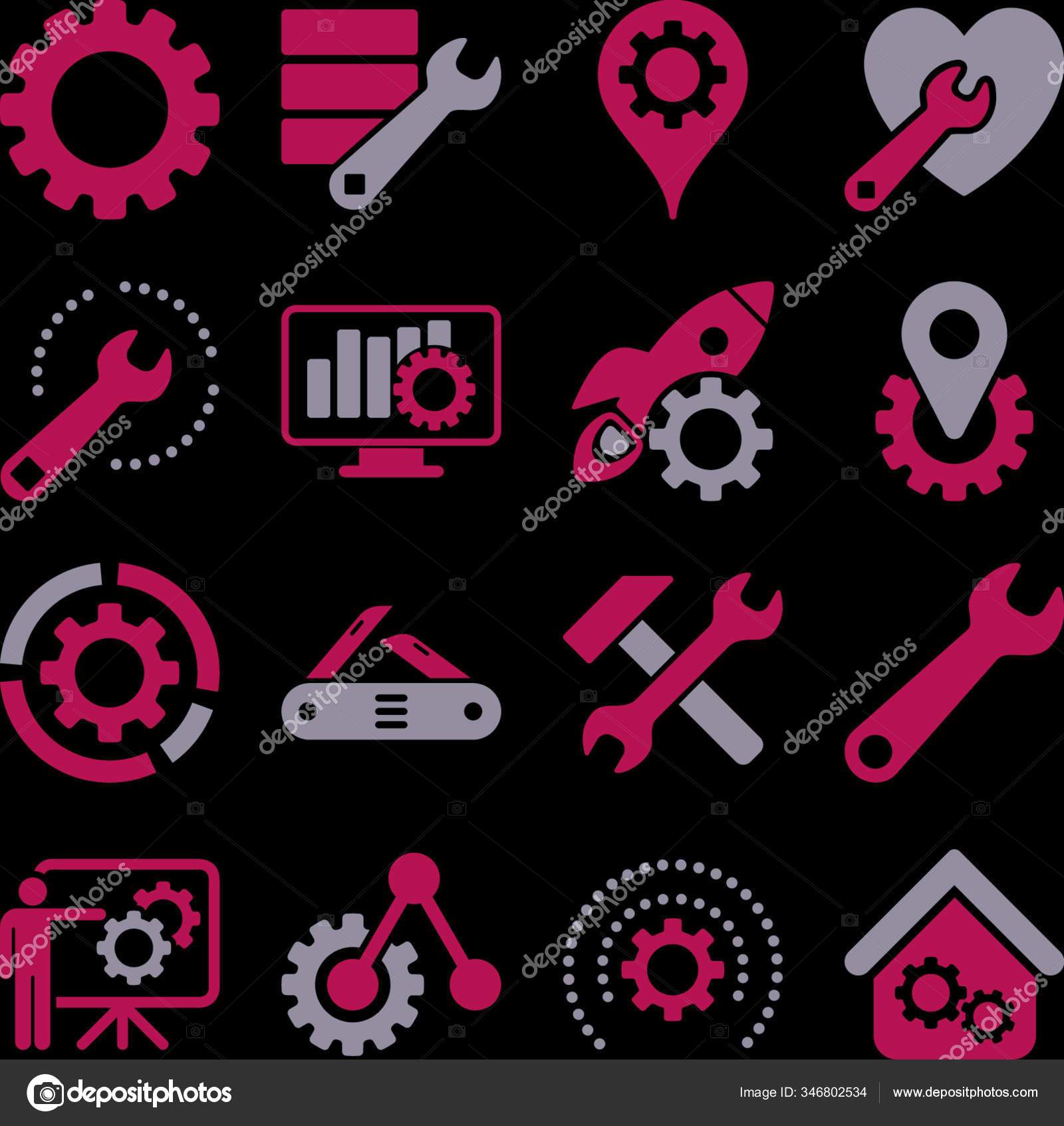Options Service Tools Icon Set Vector Style Flat Bicolor Symbols Stock ...