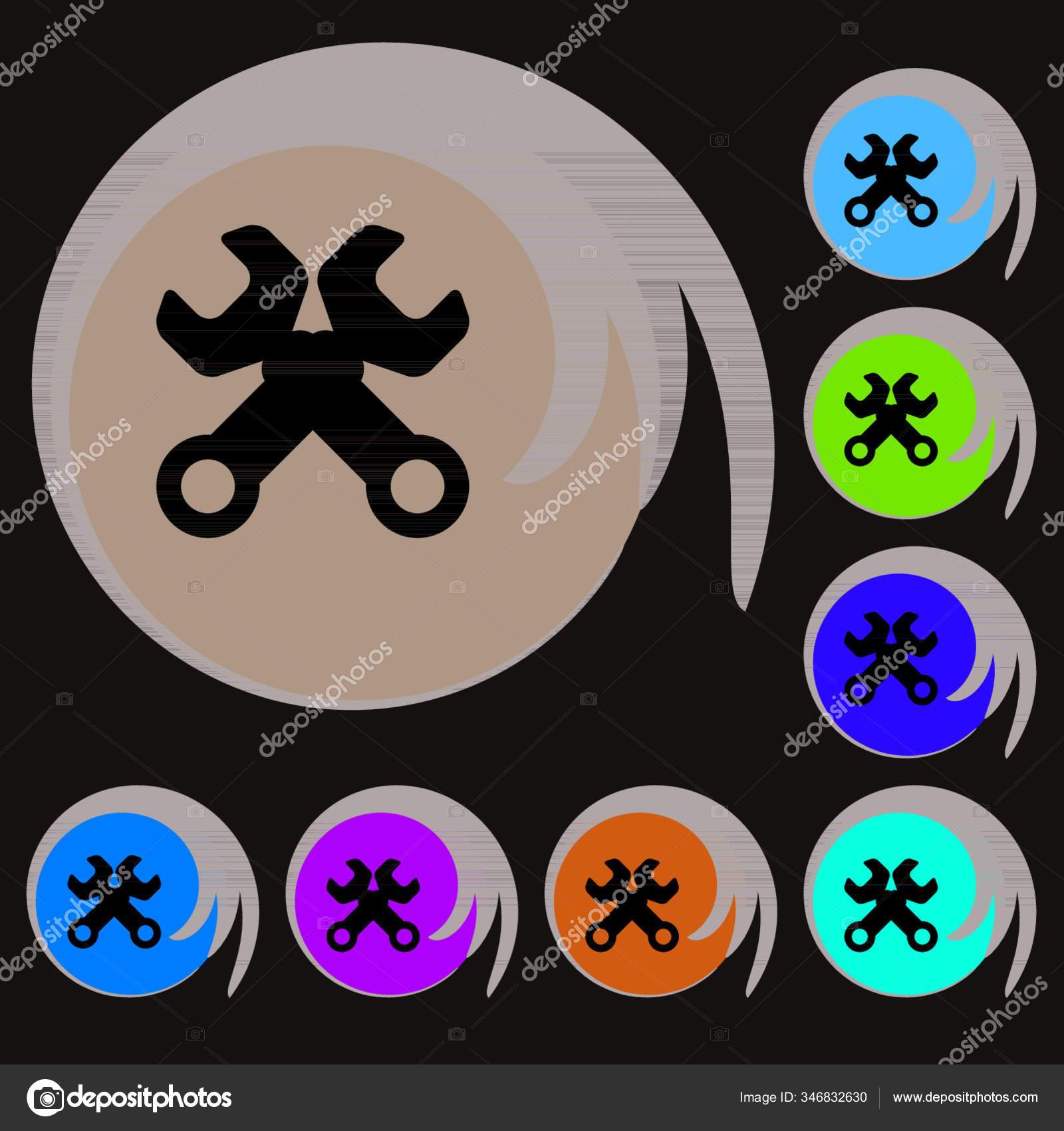 Wrench Key Sign Icon Service Tool Symbol Symbols Eight Colored Stock ...