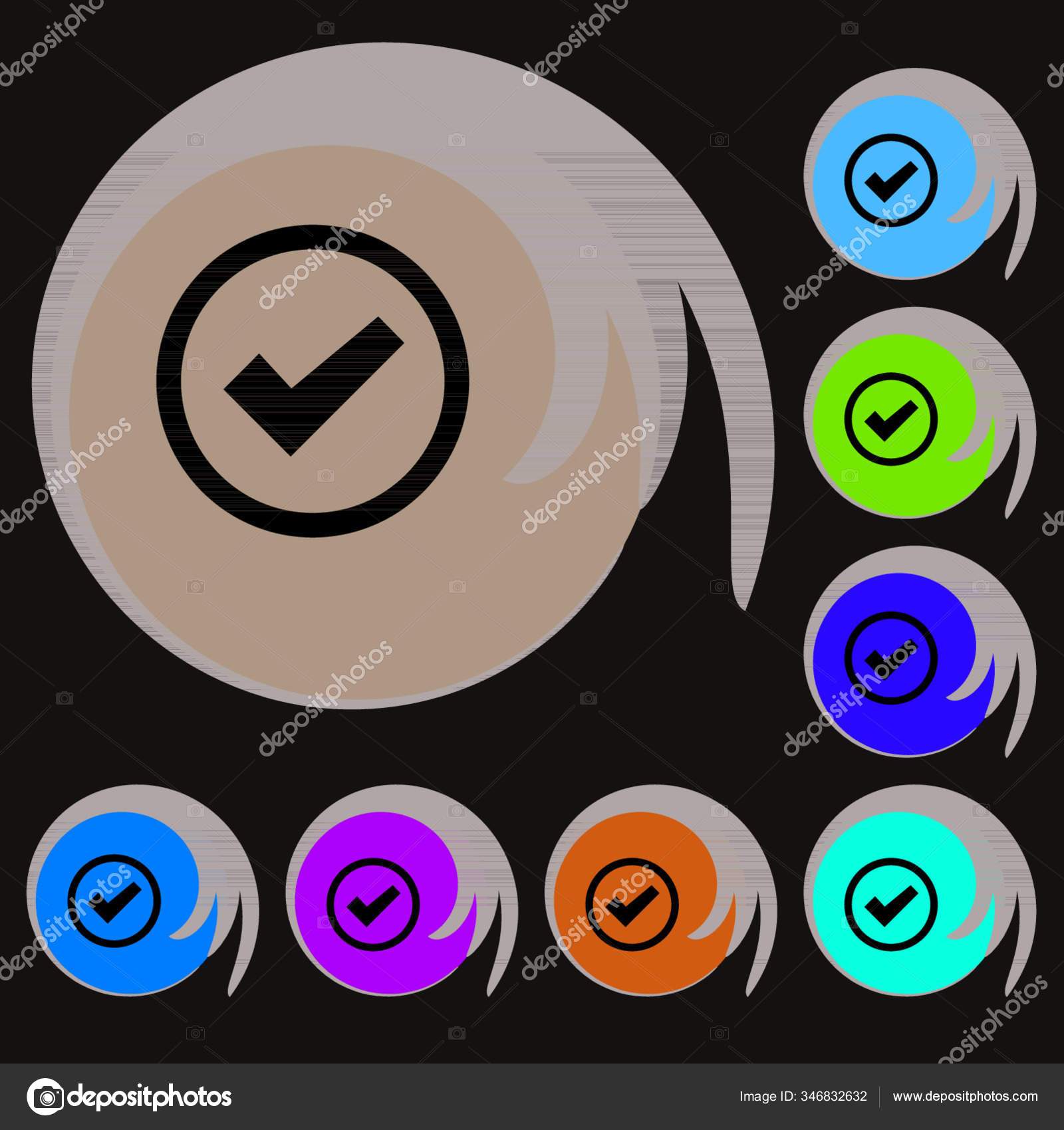 Check Mark Sign Icon Confirm Approved Symbol Symbols Eight Colored ...