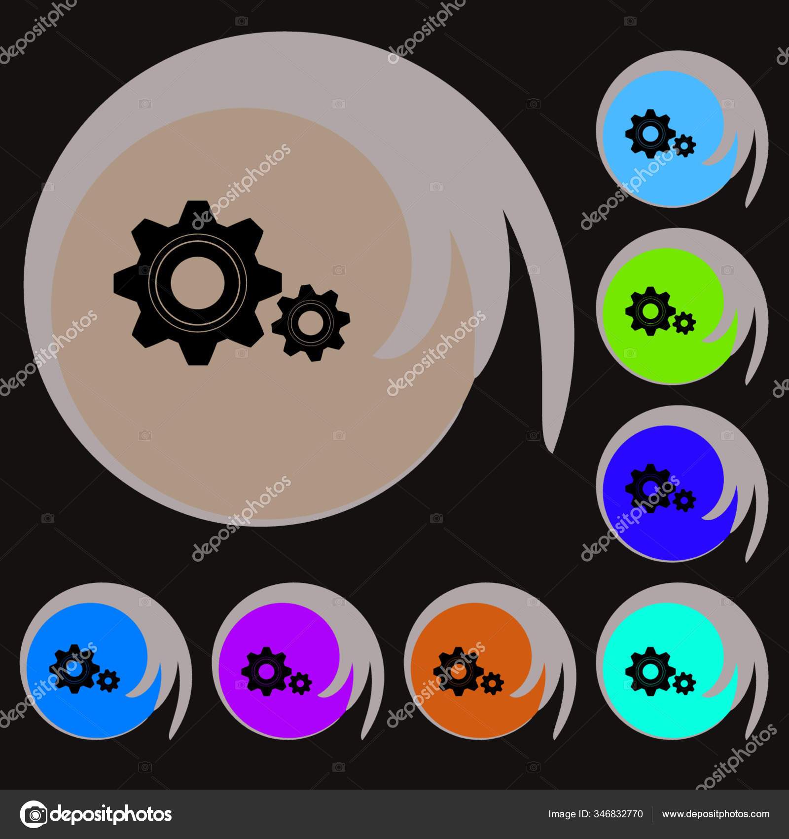 Cog Settings Sign Icon Cogwheel Gear Mechanism Symbol Symbols Eight ...