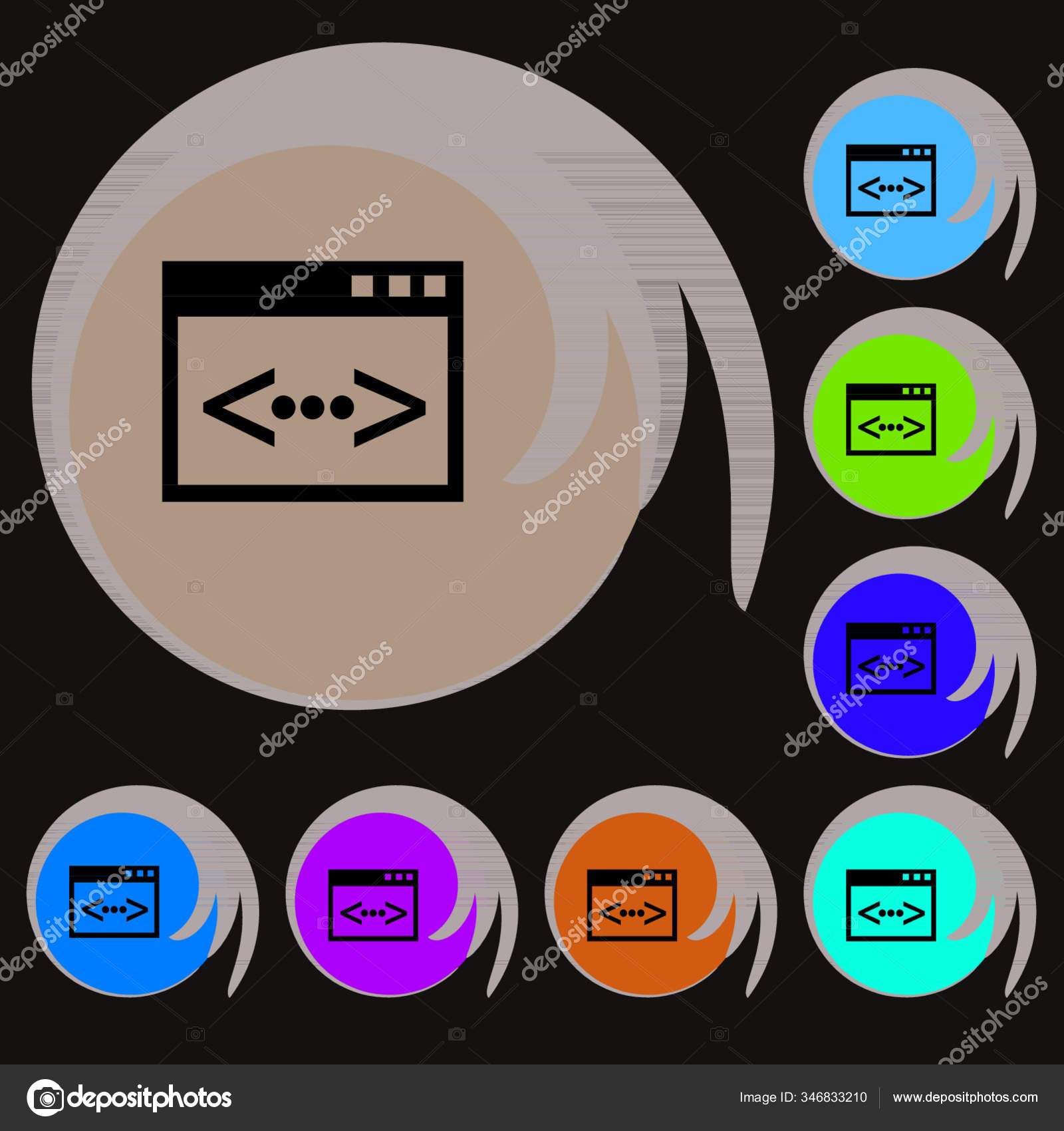 Ikona Znaku Kódu Symbol Programátora Symboly Osmi Barevných Knoflících ...