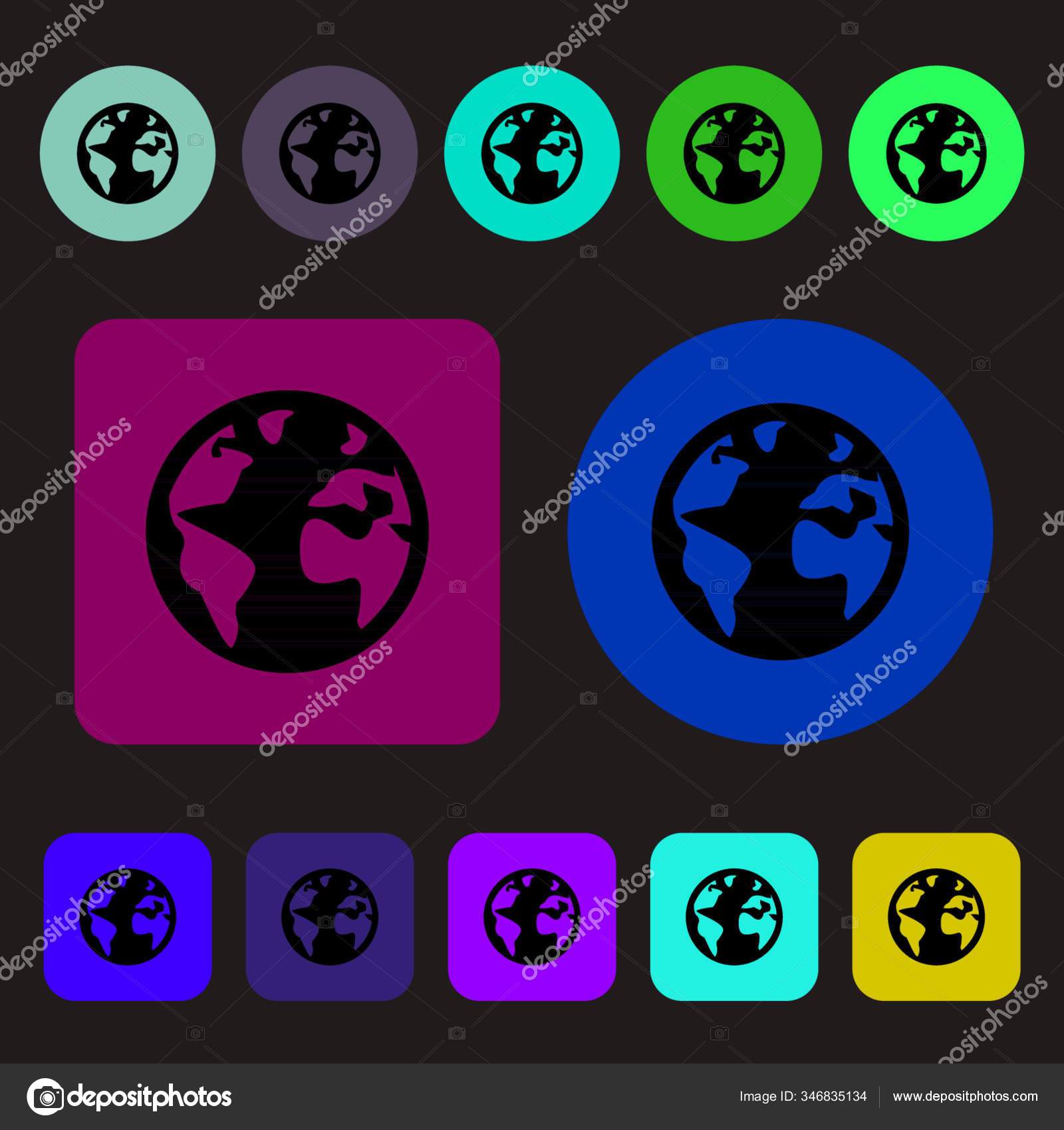 Globe Sign Icon World Map Geography Symbol Globes Stand Studying Stock ...