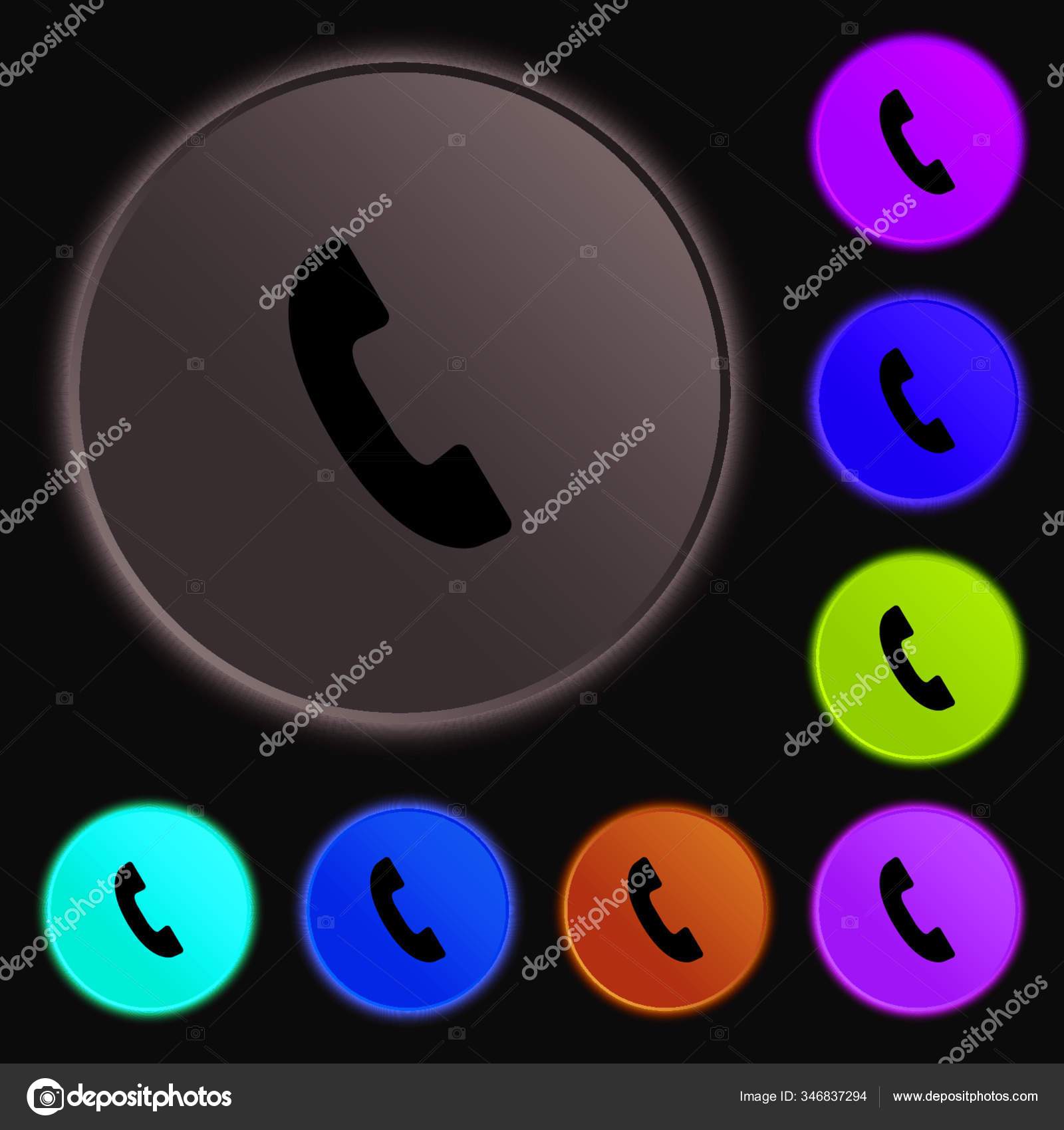 Phone Sign Icon Support Symbol Call Center Symbols Eight Flat Stock ...