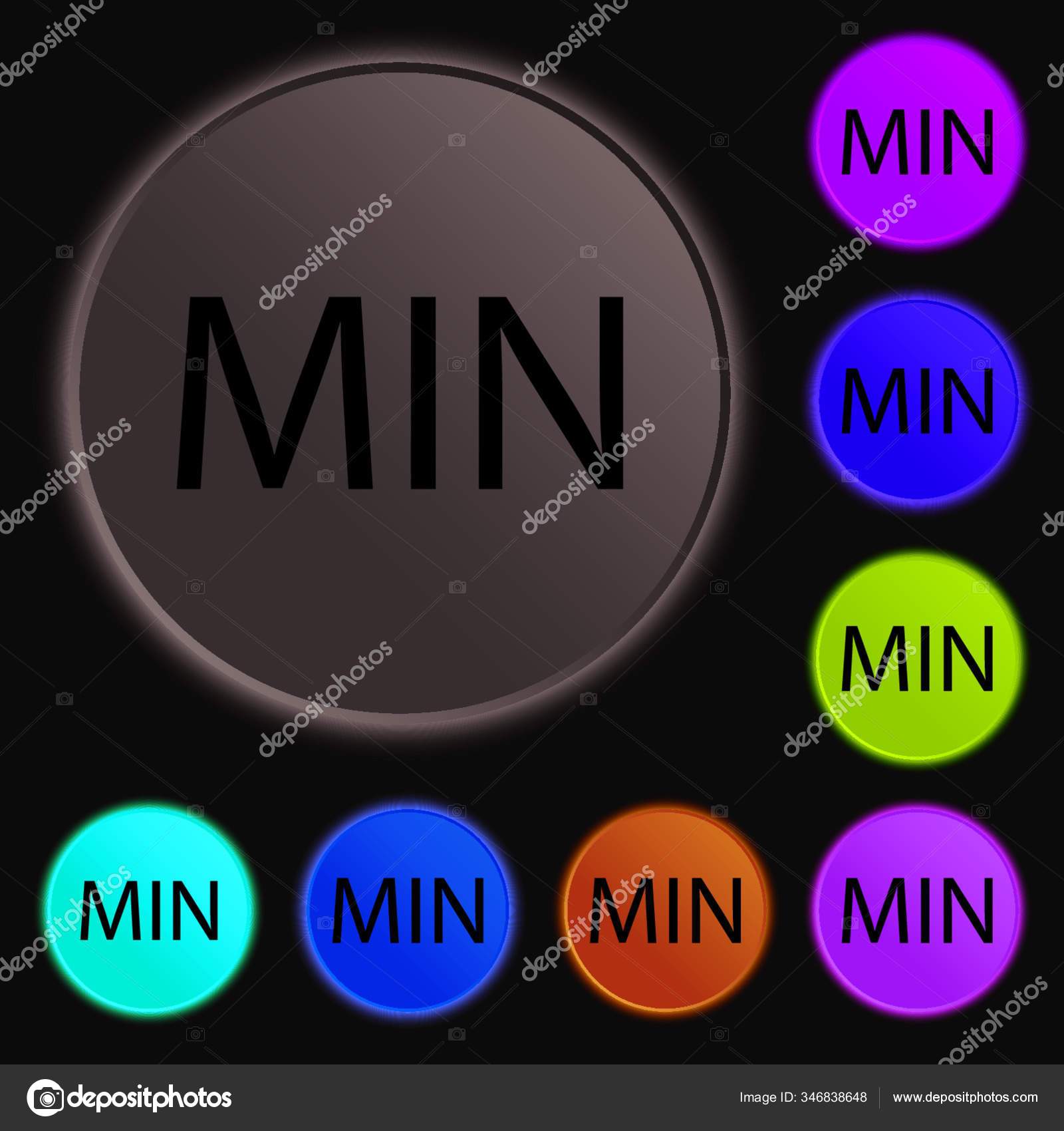 Minimum Sign Icon Symbols Eight Flat Buttons Vector Illustration Stock ...