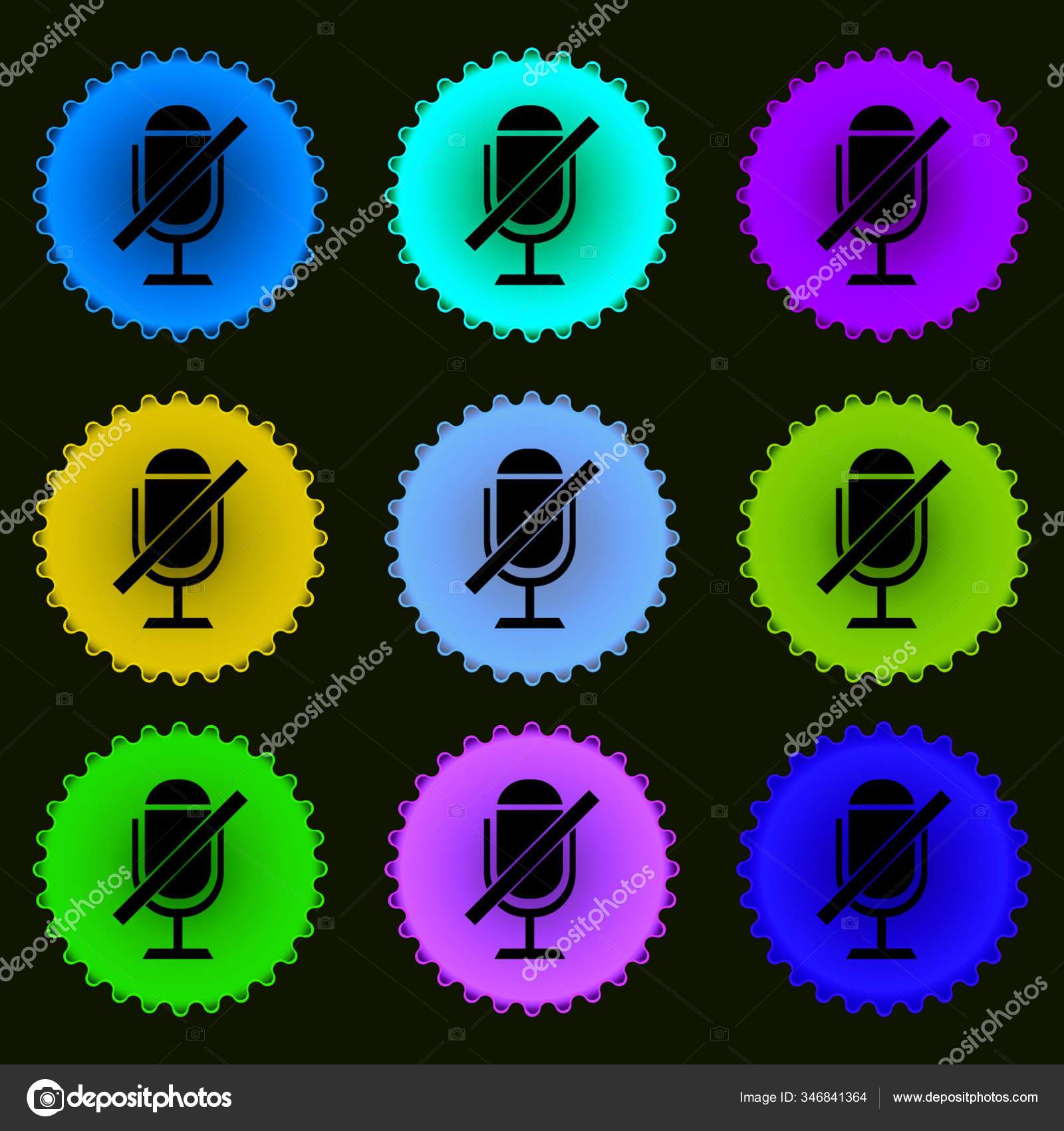 Microphone Sign Icon Speaker Symbol Set Nine Different Colored Labels ...