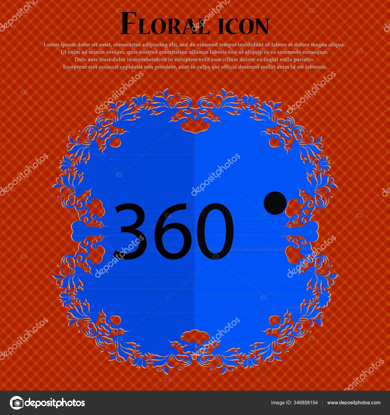 Angle 360 Degrees Sign Icon Geometry Math Symbol Full Rotation Stock ...