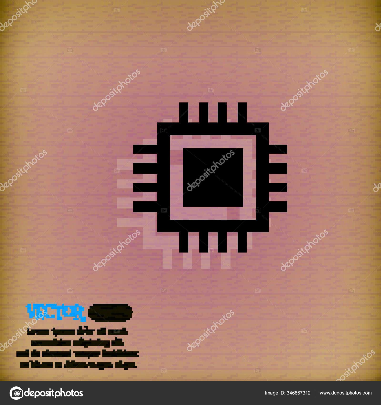 Central Processing Unit Icon Technology Scheme Circle Symbol Blue Green ...