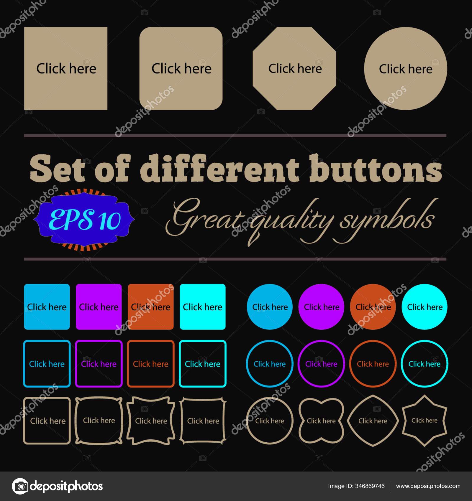 Click Here Sign Icon Press Button Big Set Colorful Diverse Stock Vector Image by ©YAYImages ...