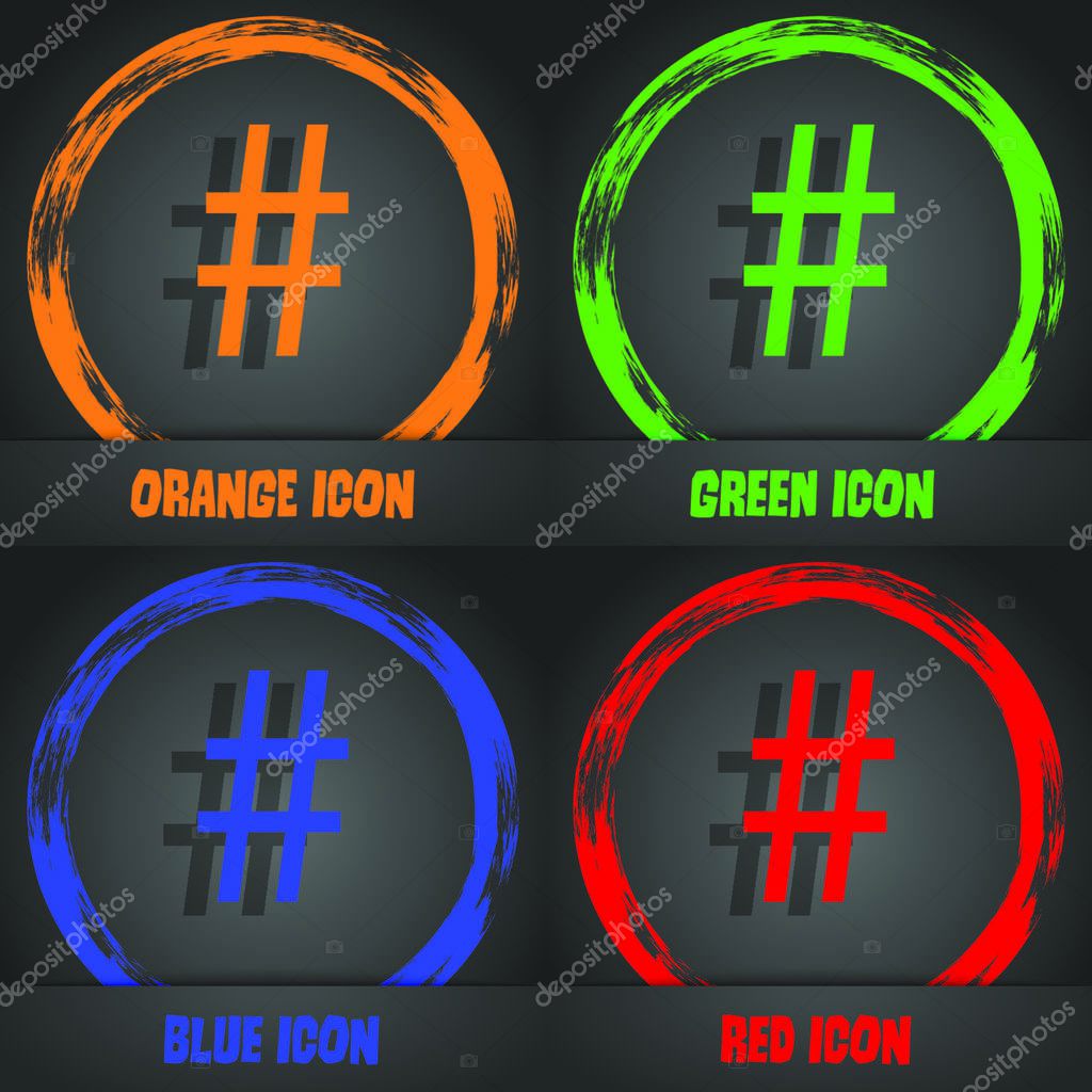 icono de etiqueta de hash. Estilo moderno de moda. En el dise o naranja ...