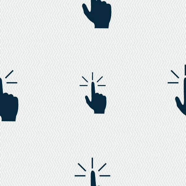 Click here hand icon sign. Seamless pattern with geometric texture ...