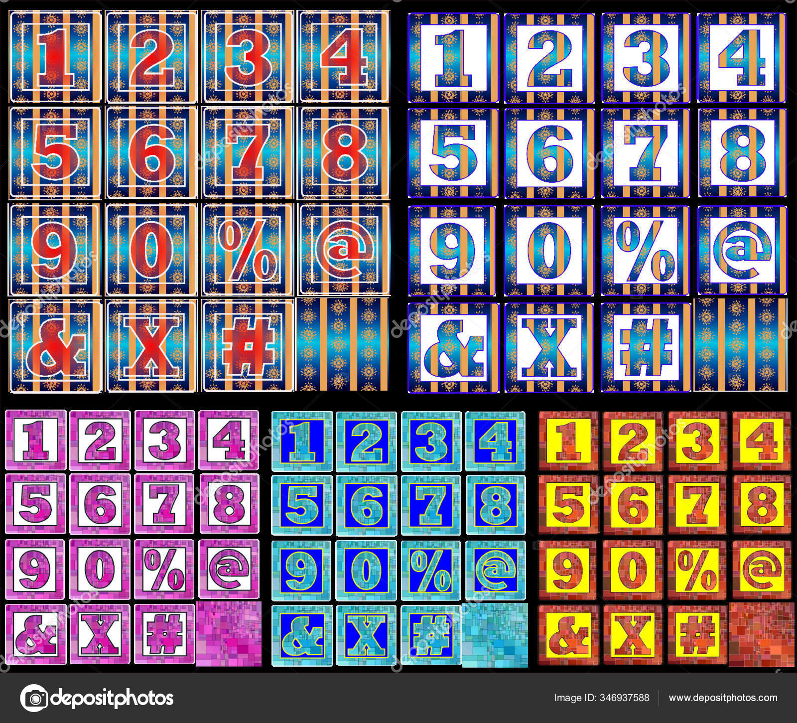 Alphabet Numbers Characters Sets Arranged Style Stock Vector Image by ...