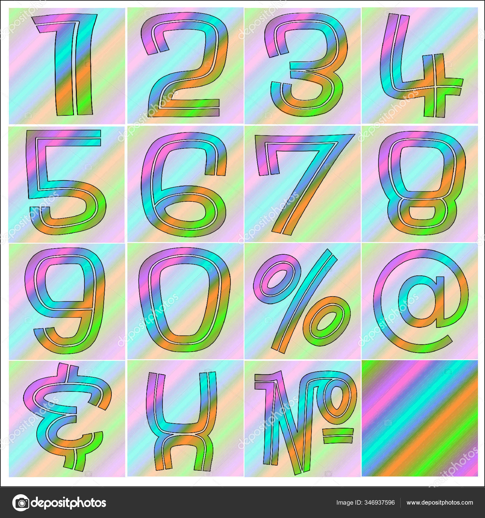 Alphabet Numbers Characters Sets Arranged Style Stock Vector Image by ...