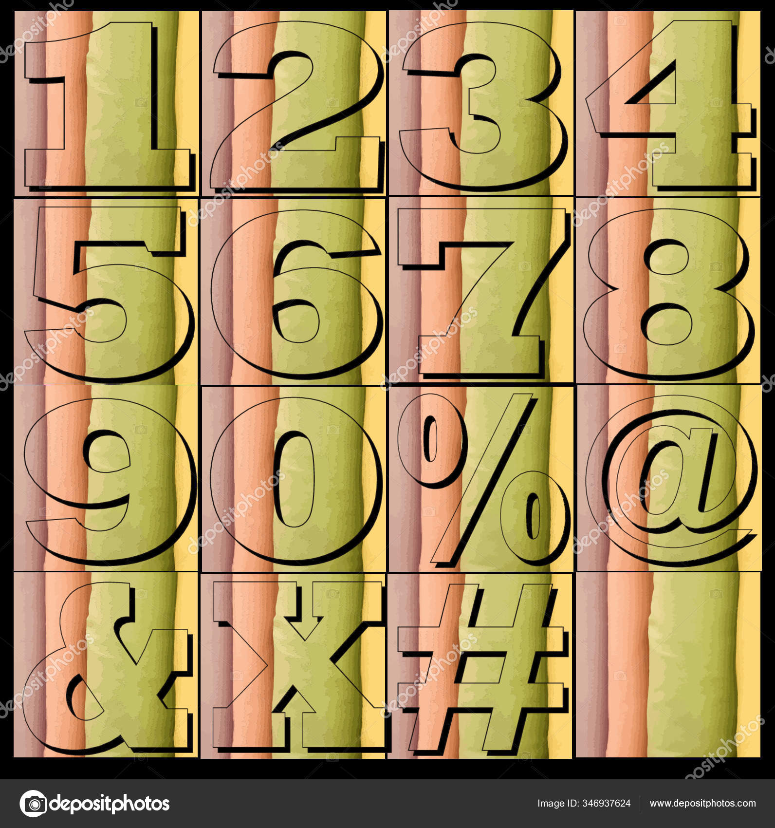 Alphabet Numbers Characters Sets Arranged Style Stock Vector Image by ...