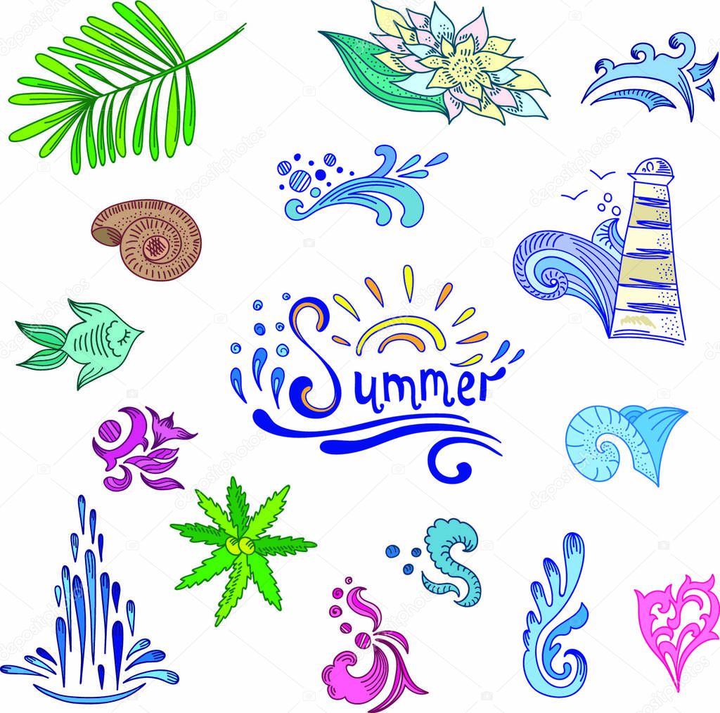 Señales vectoriales y remolinos para viajes, vacaciones, diseño ...