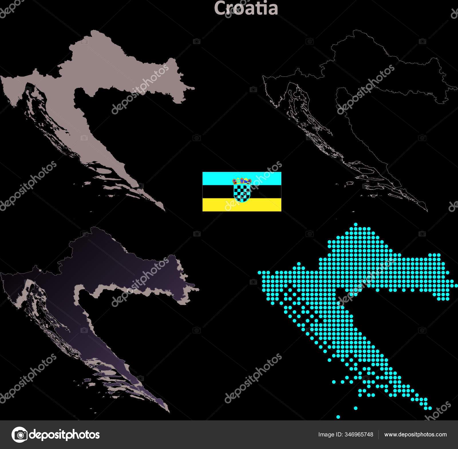Croatia Outline Map Set Stock Vector by ©YAYImages 346965748