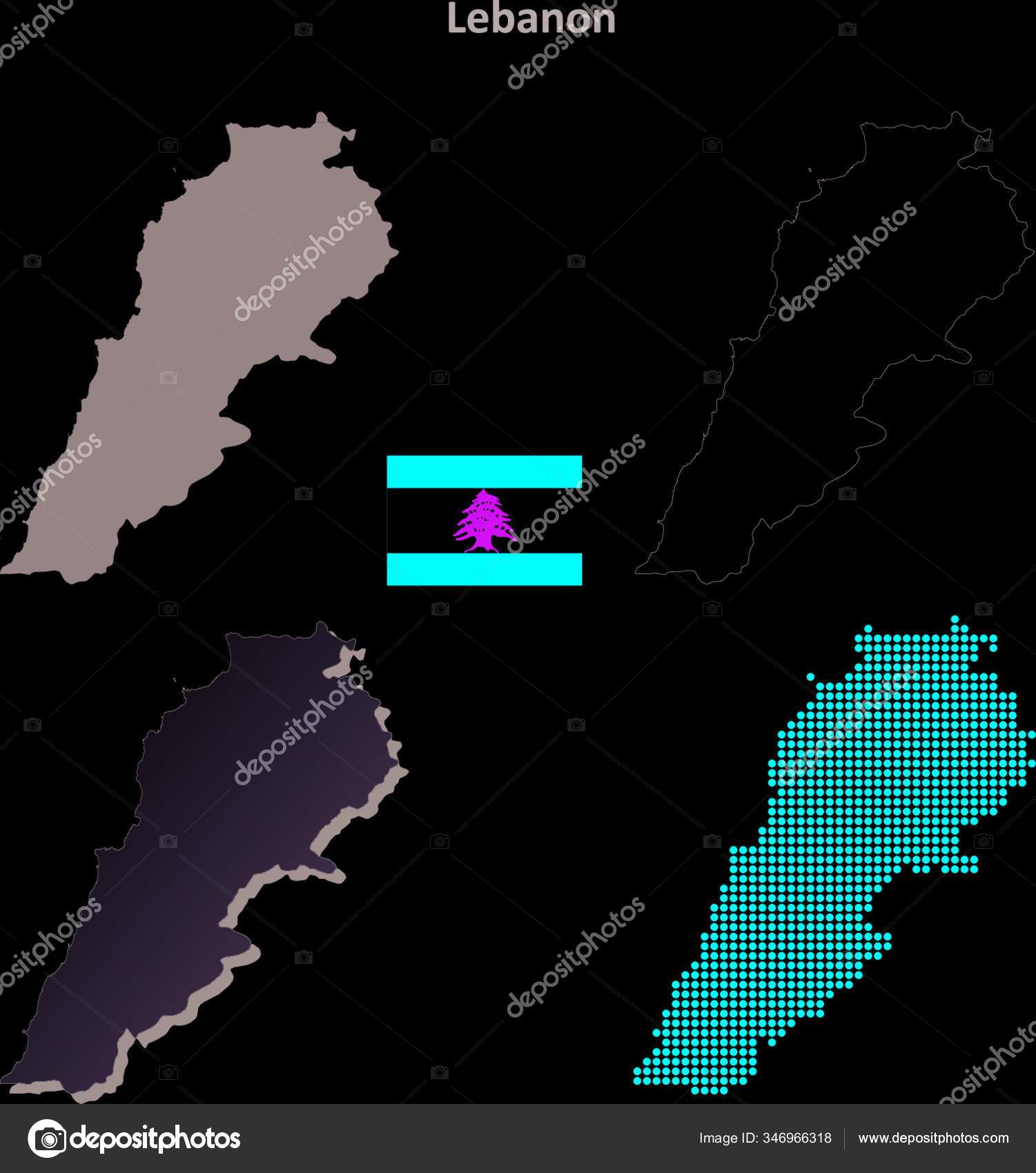 Lebanon Outline Map Set Stock Vector Image by ©YAYImages #346966318