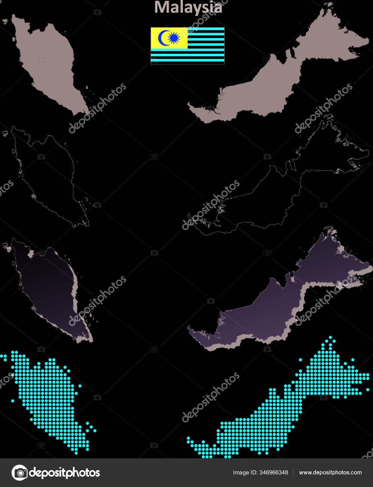 Malaysia Blank Detailed Outline Map Set Stock Vector Image by ...