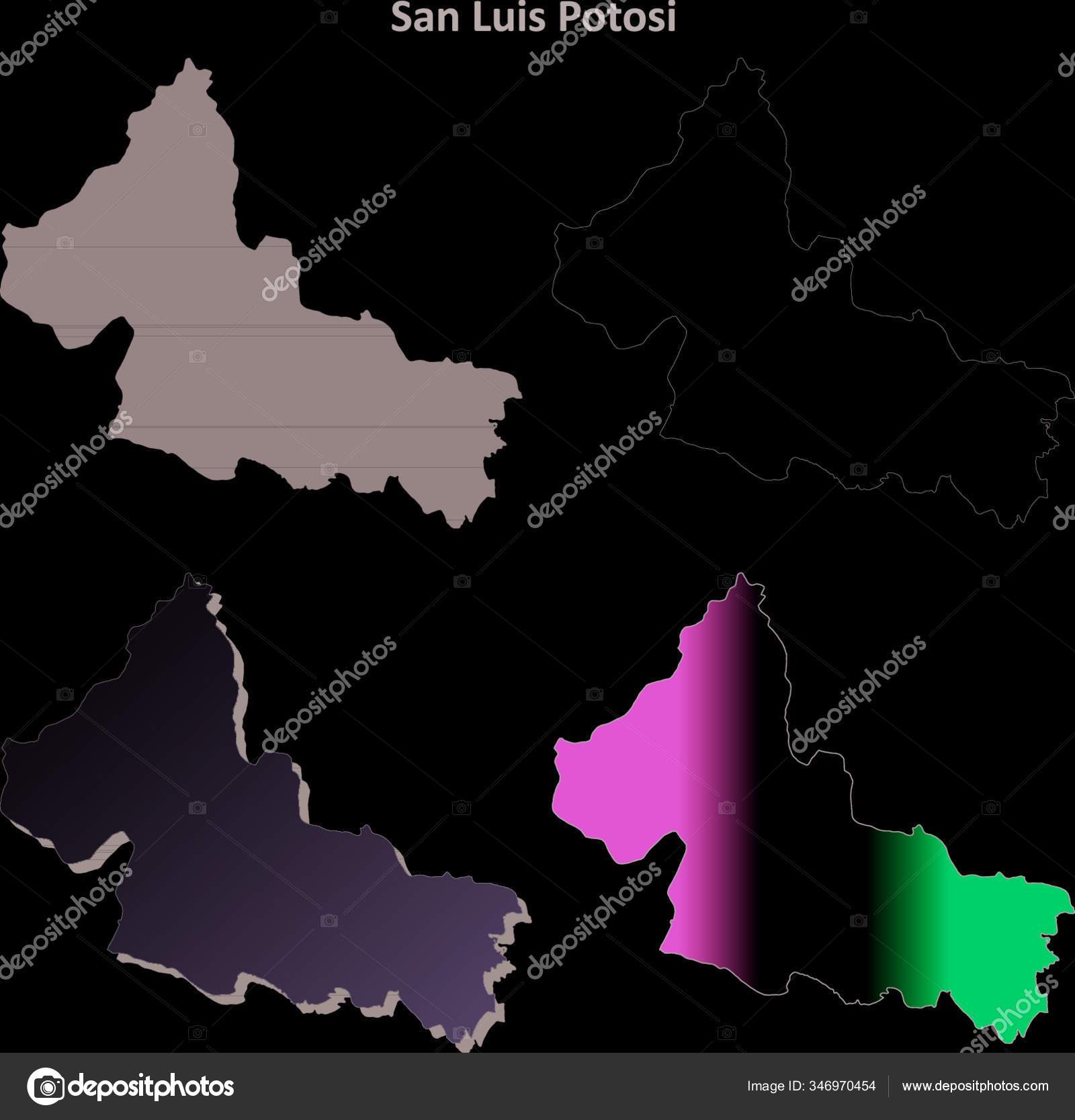 San Luis Potosí Blanco Esquema Mapa Conjunto Vector Gráfico Vectorial