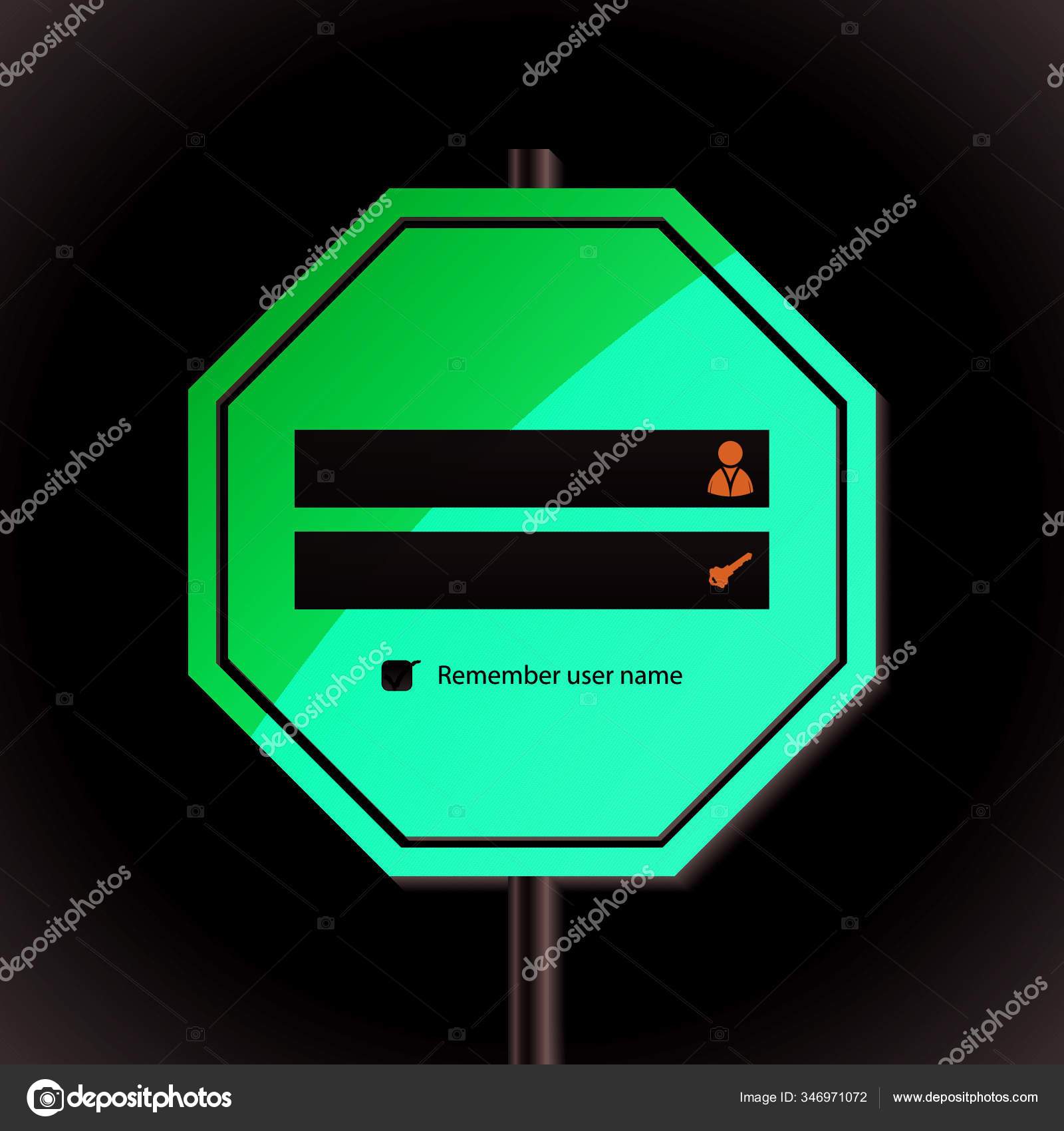 Stop Sign Inspired Login Screen Template Design Stock Vector by ...