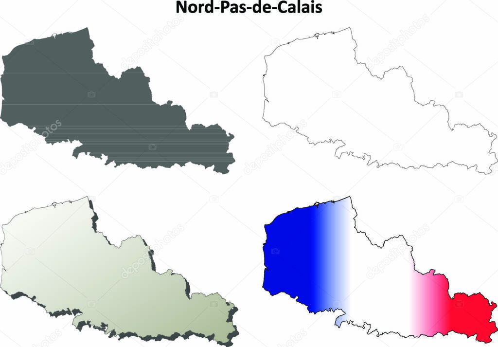 Nord Pas De Calais En Blanco Esquema Vectorial Detallado Conjunto De