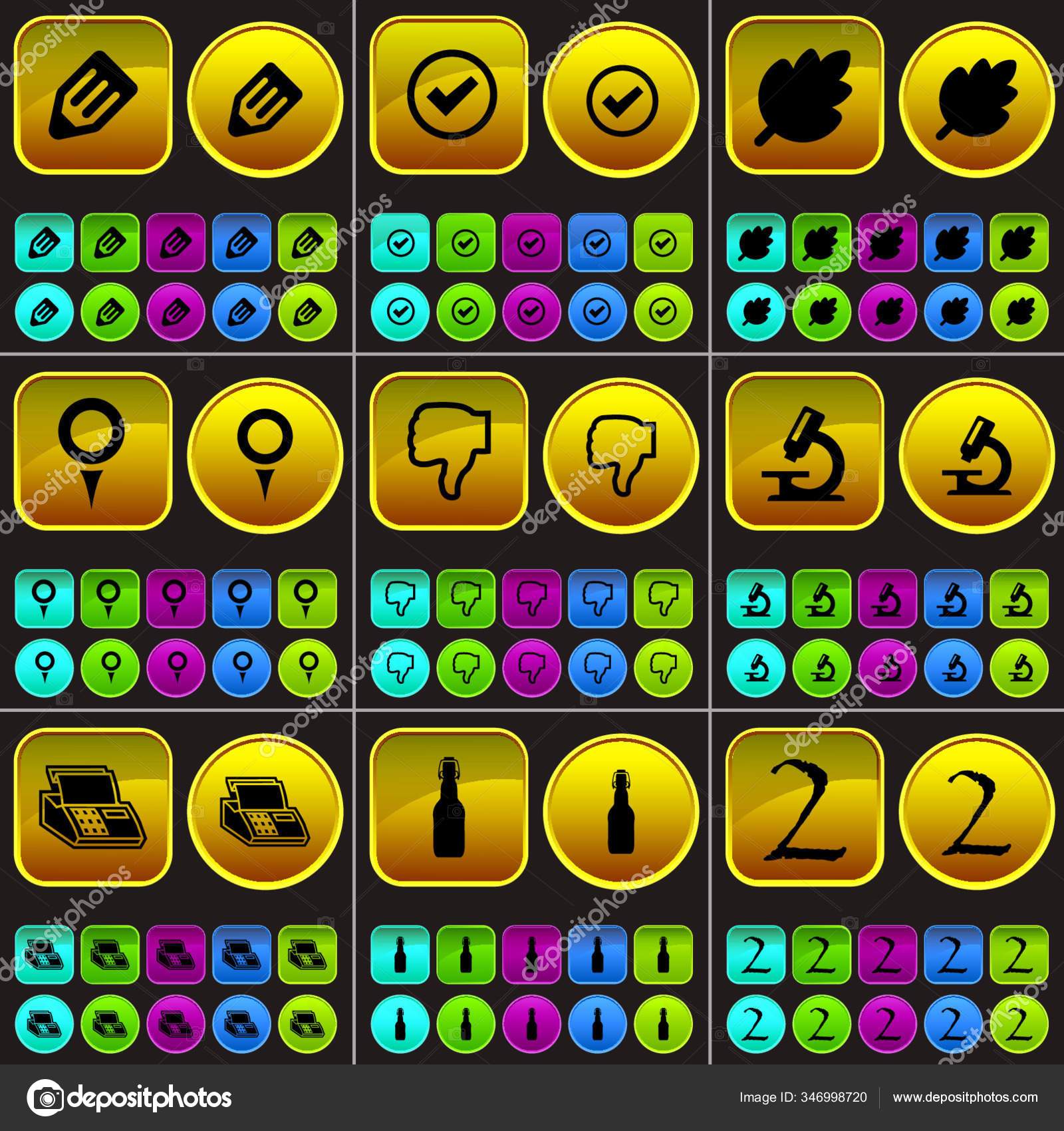 Pencil Tick Leaf Checkpoint Dislike Microscope Printer Bottle Two Large ...