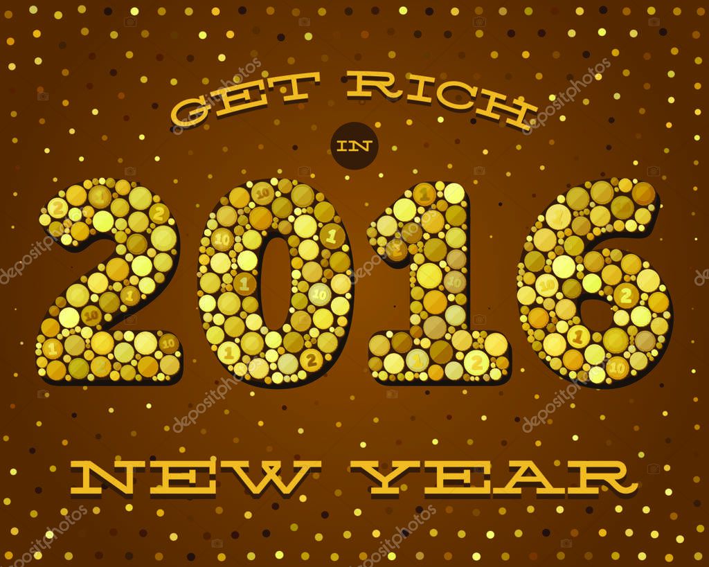 Vector Nuevo Dos Mil Dieciséis Años Oro Monedas Mosaico Tipo Figuras ...