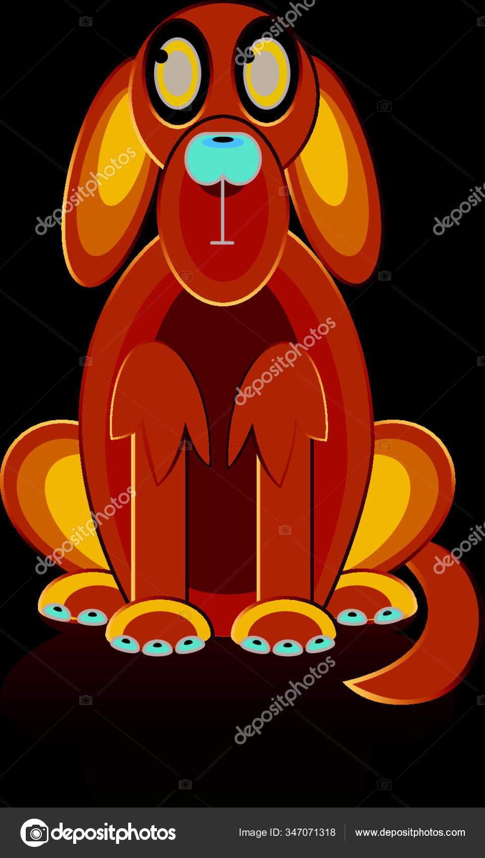 Cartoon Blue Dog Illustration White Background Design Stock Vector ...