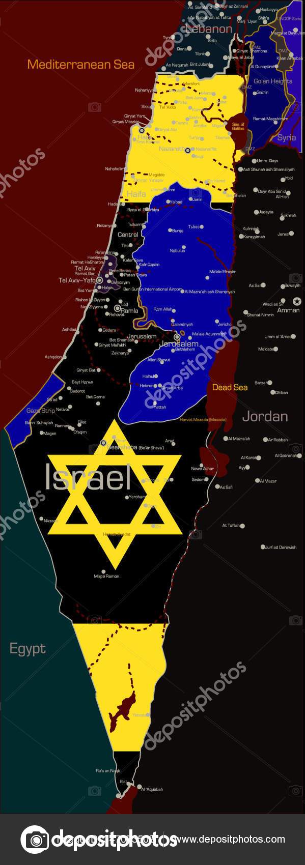 Abstract Vector Color Map Israel Country Colored National Flag Stock ...