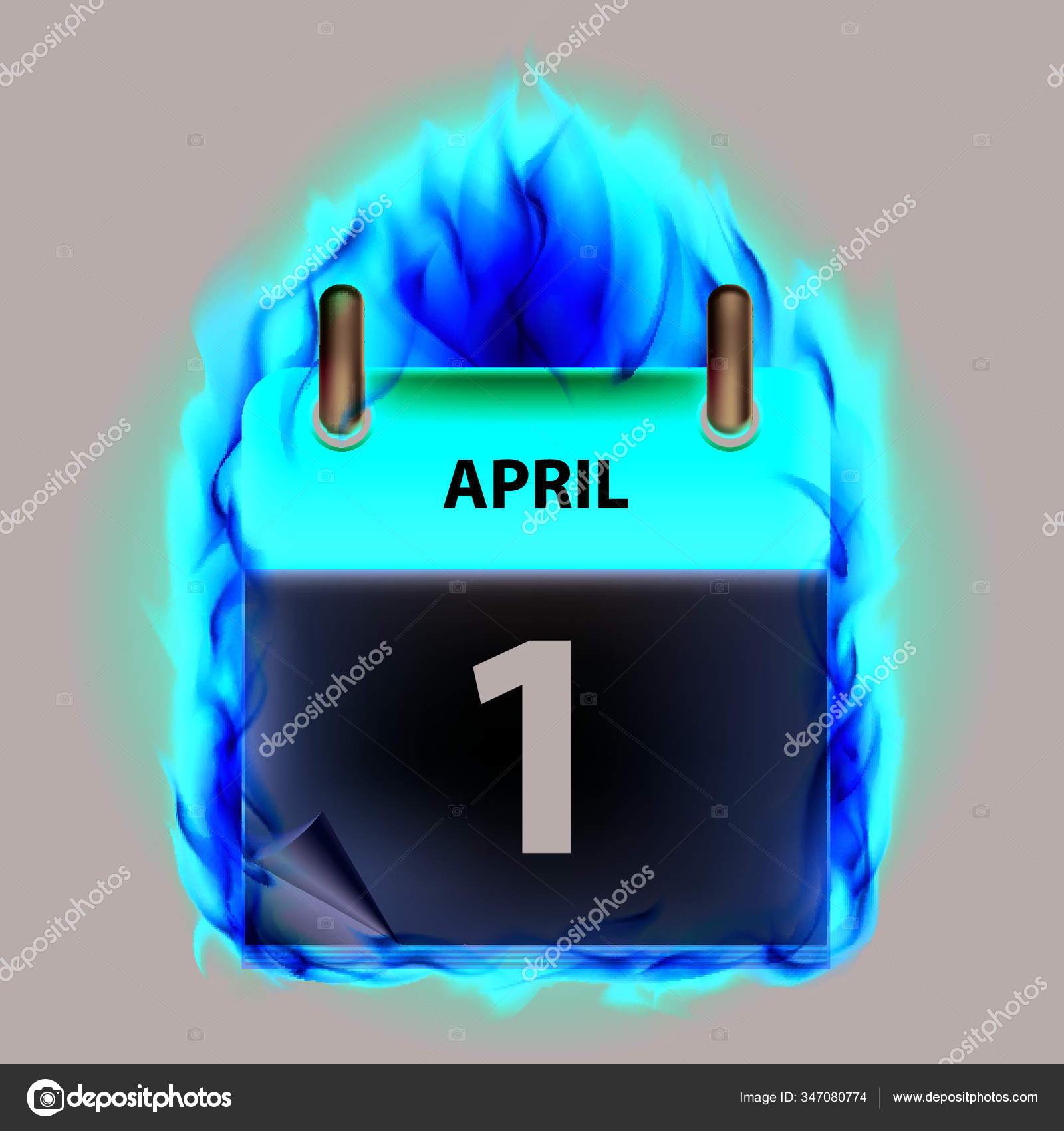 First April Calendar Burning Icon Black Background Stock Vector by ...