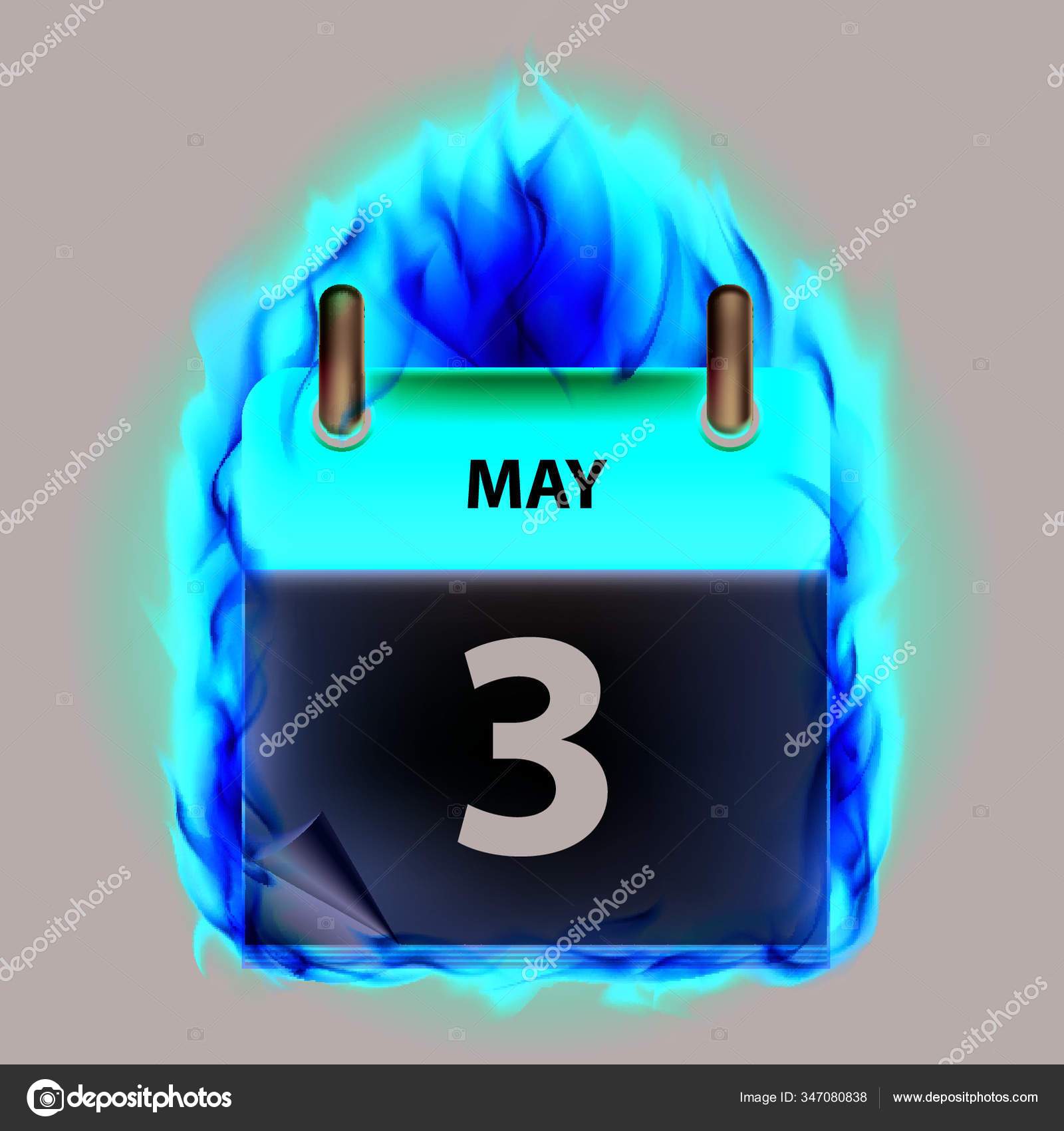 Third May Calendar Burning Icon Black Background Stock Vector by ...