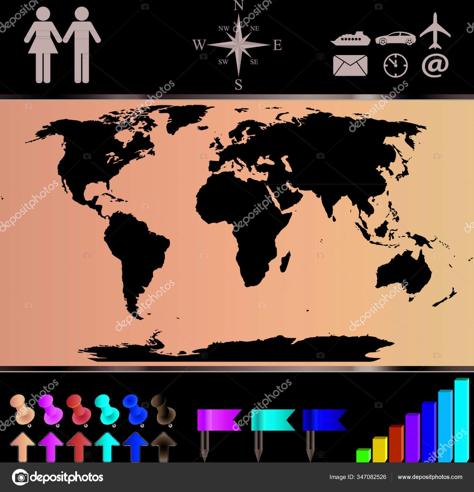 Vector World Map White Background Stock Vector Image by ©YAYImages ...