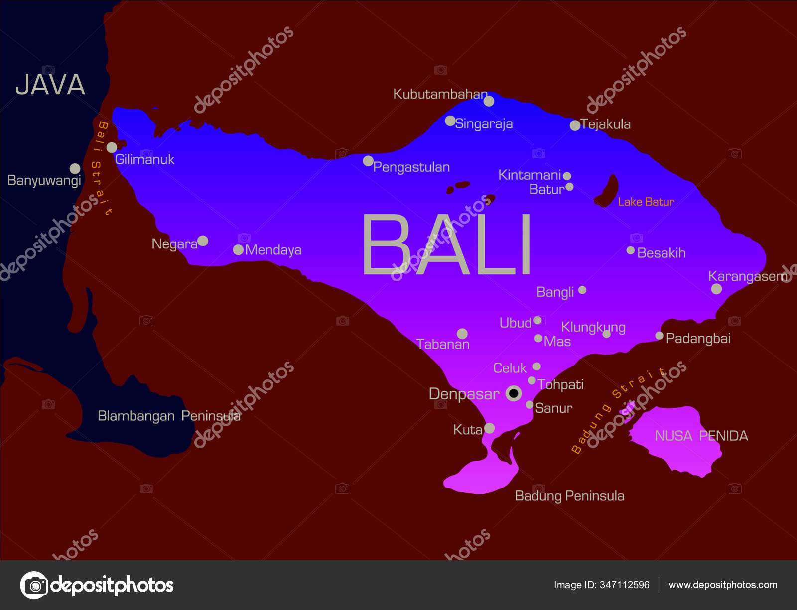 Vector Map Bali Country Colored National Flag Stock Vector Image by ...