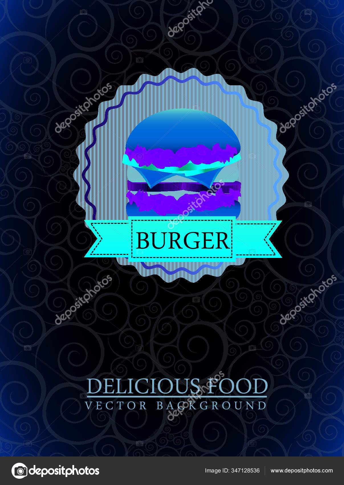 Burger Label Ornament Background Vector Illustration Stock Vector Image ...