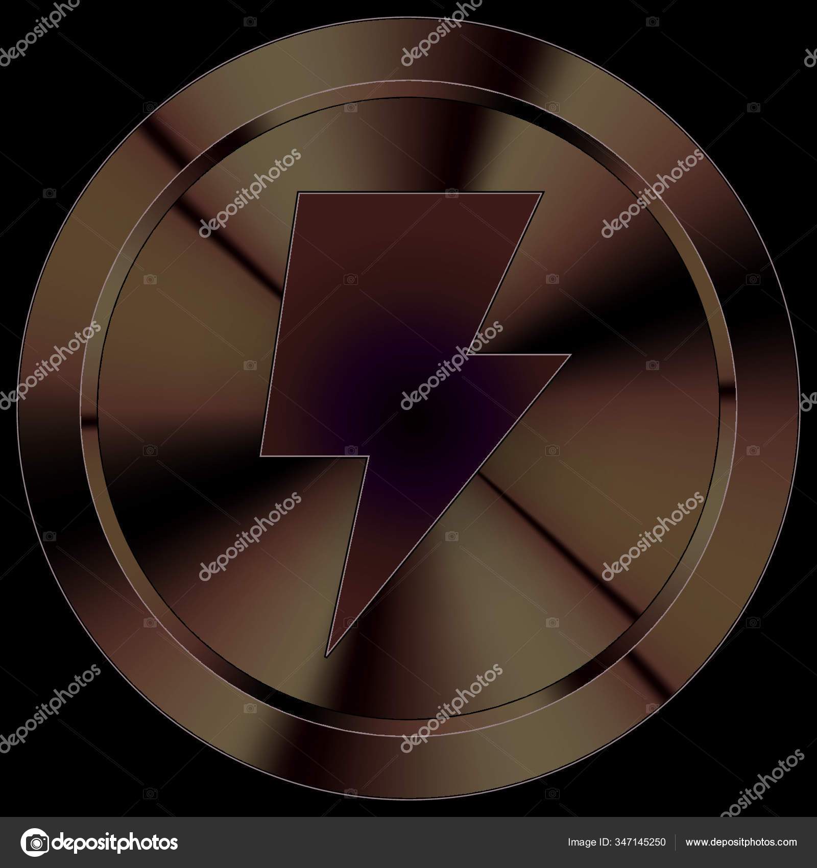 Power Lightning Bolt Icon Stainless Steel Modern Industrial Button ...