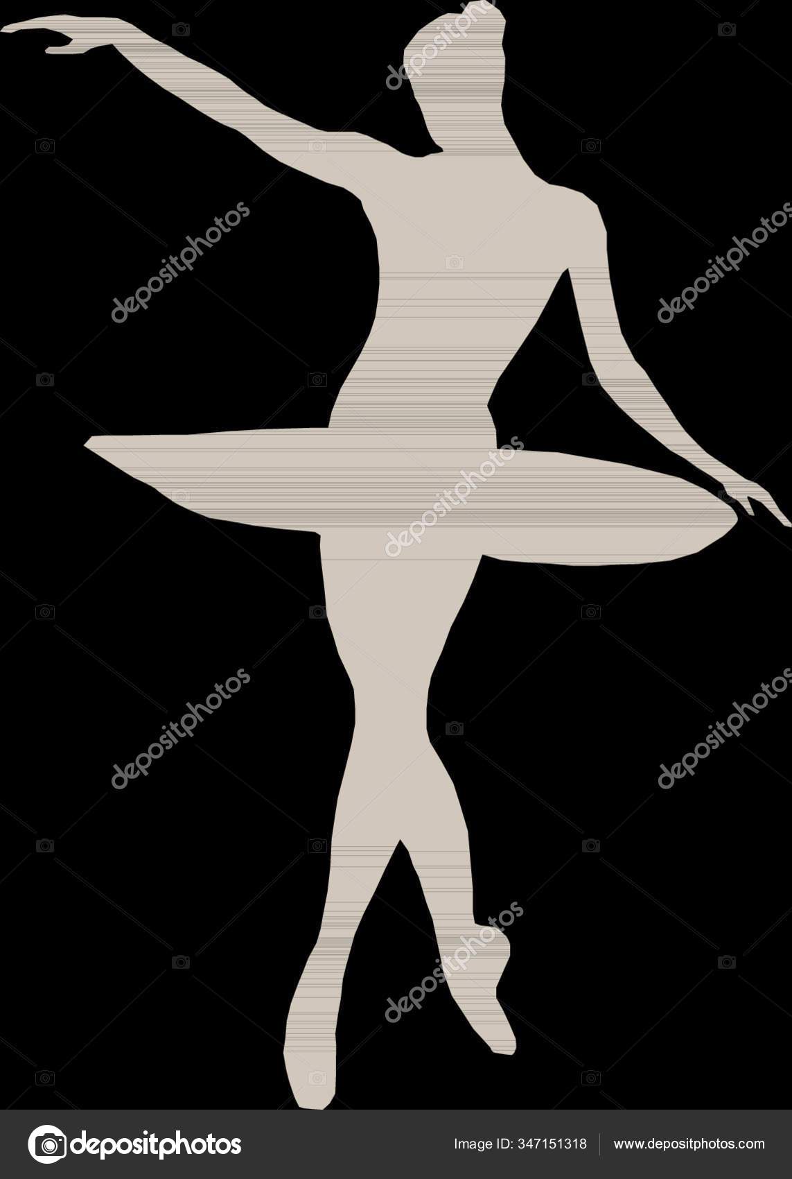 Black Silhouette Dancing Ballerinas White Background Stock Vector Image ...