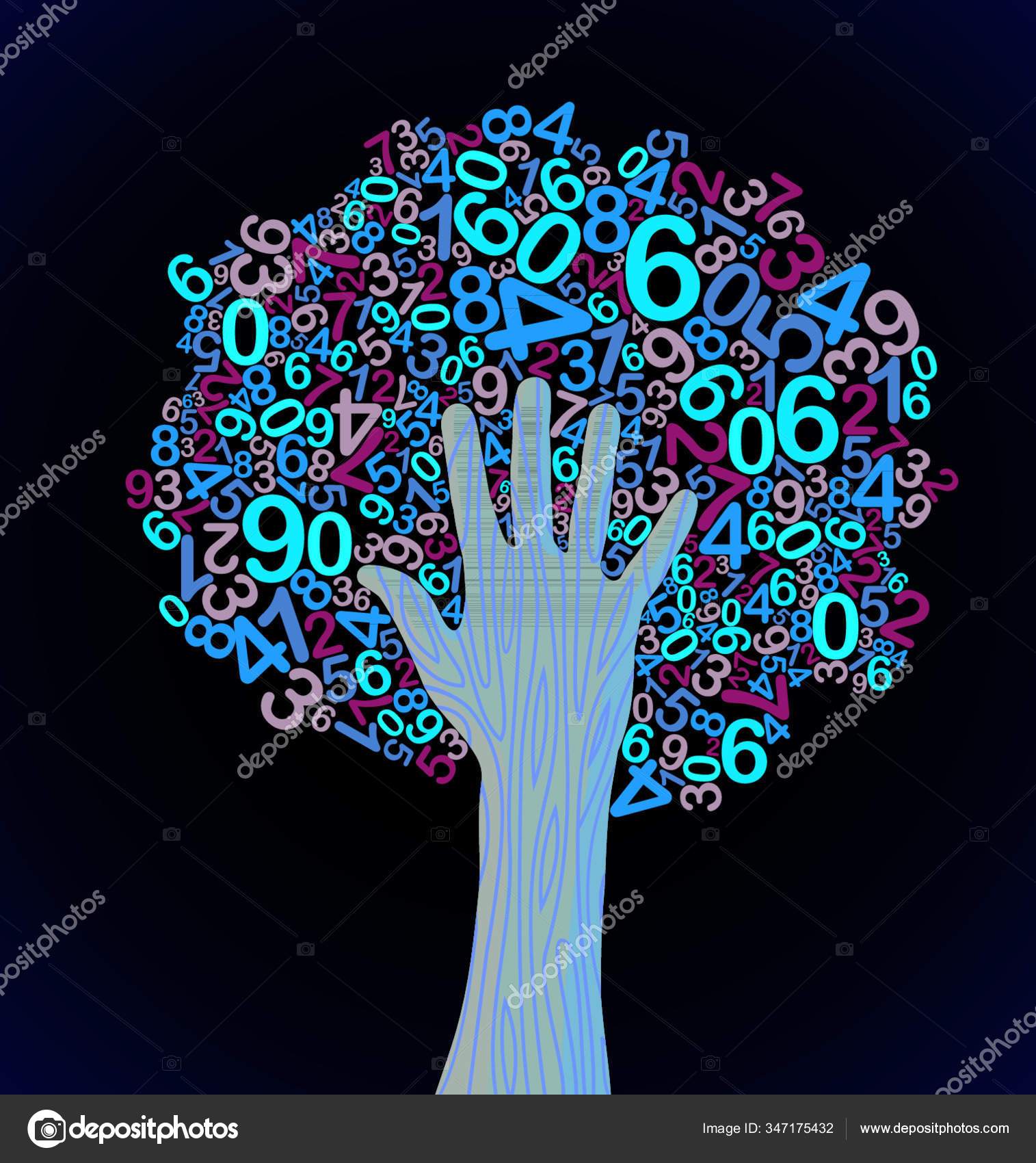 School Education Concept Tree Made Numbers Human Hand Vector File Stock ...