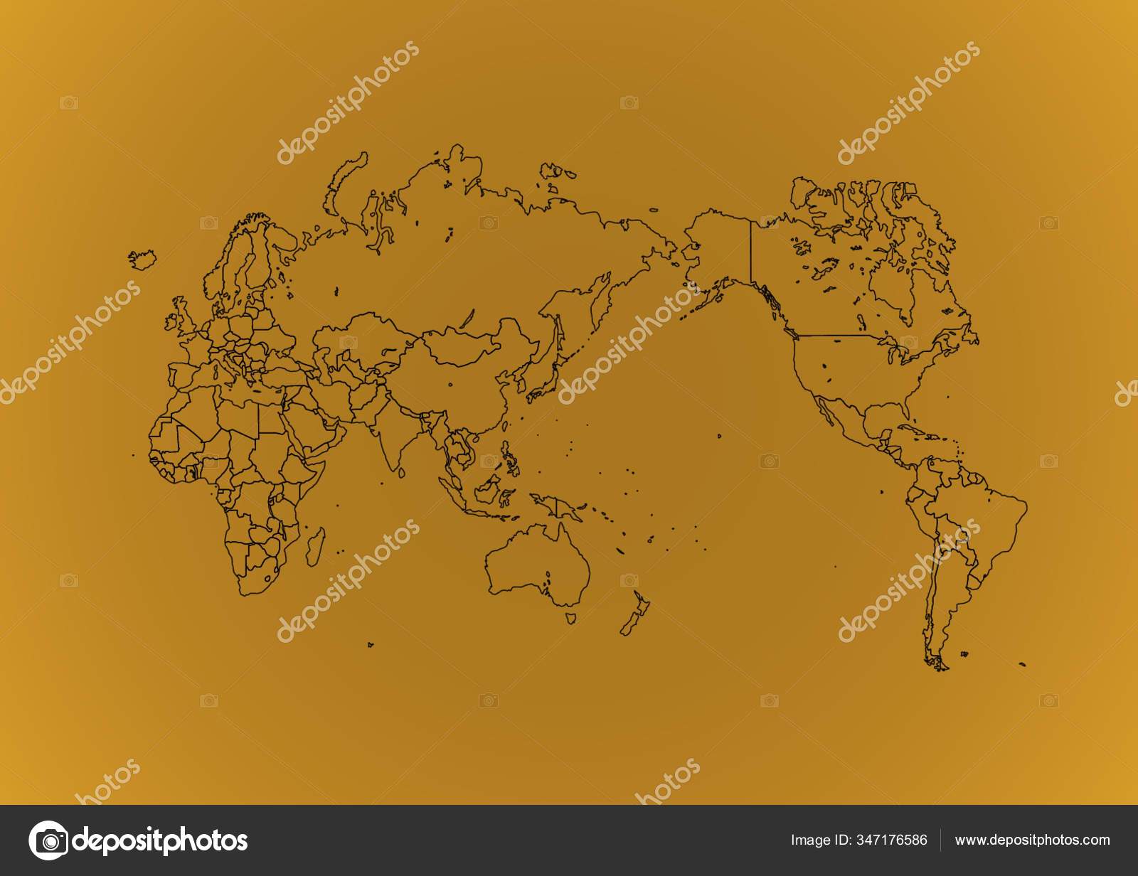 Stroked World Map Illustration Nation Borders Gradient Background Stock ...