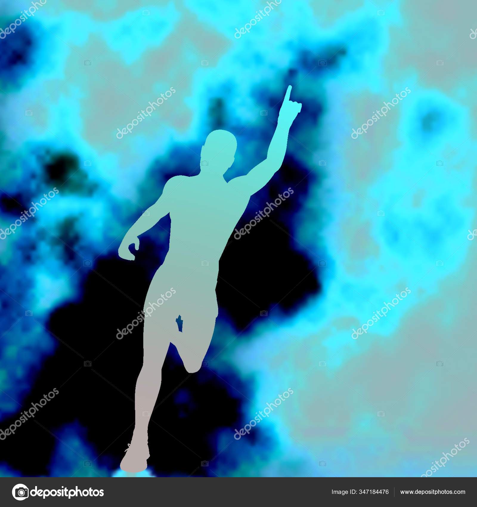 Silueta Vectorial Editable Hombre Corriendo Con Brazo Levantado Humo ...
