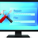 Illustration of computer with tools on white background Stock Vector by ...